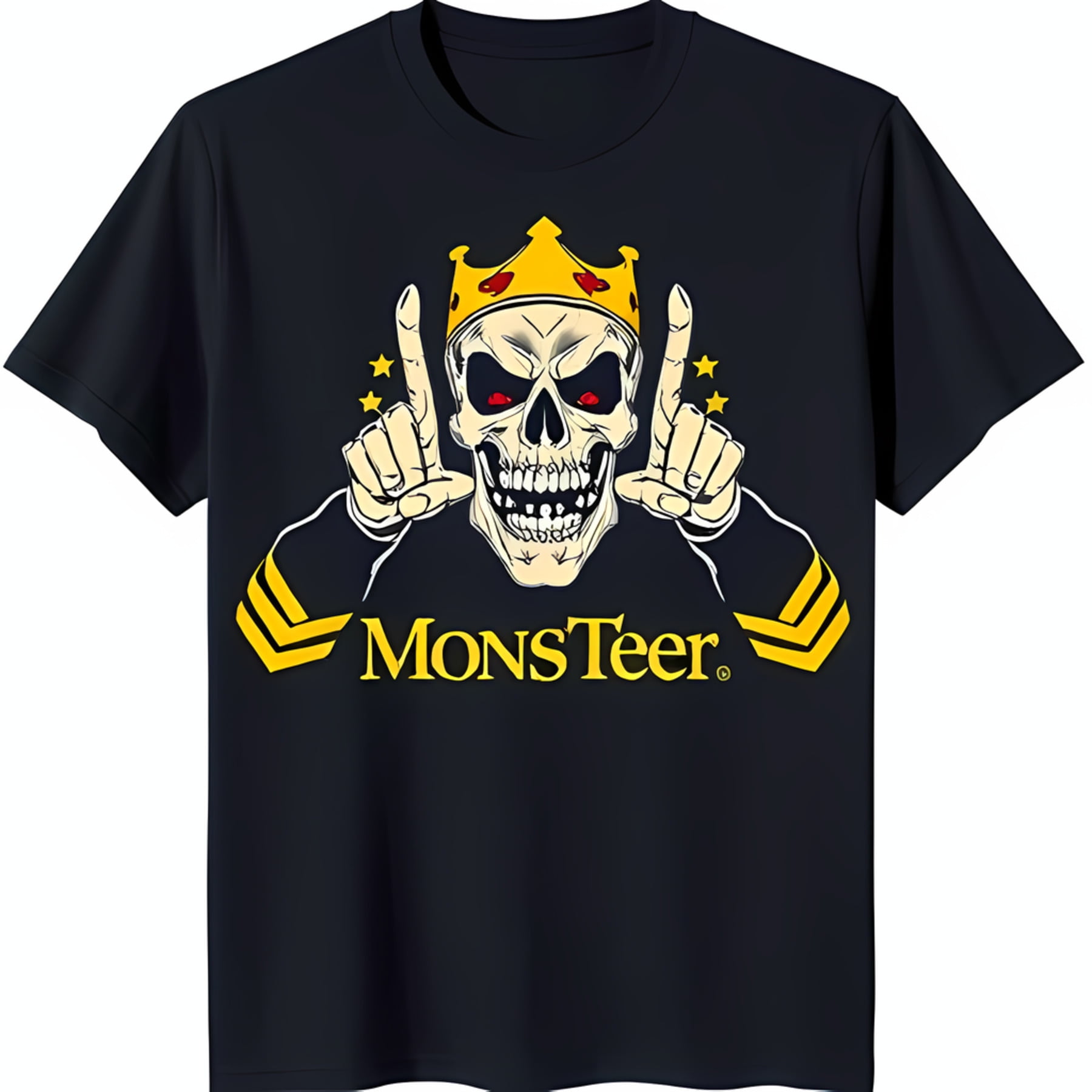 with Golden Crown & Red Eyes Funny 'I Love You' Hand Sign T-Shirt MONS ...