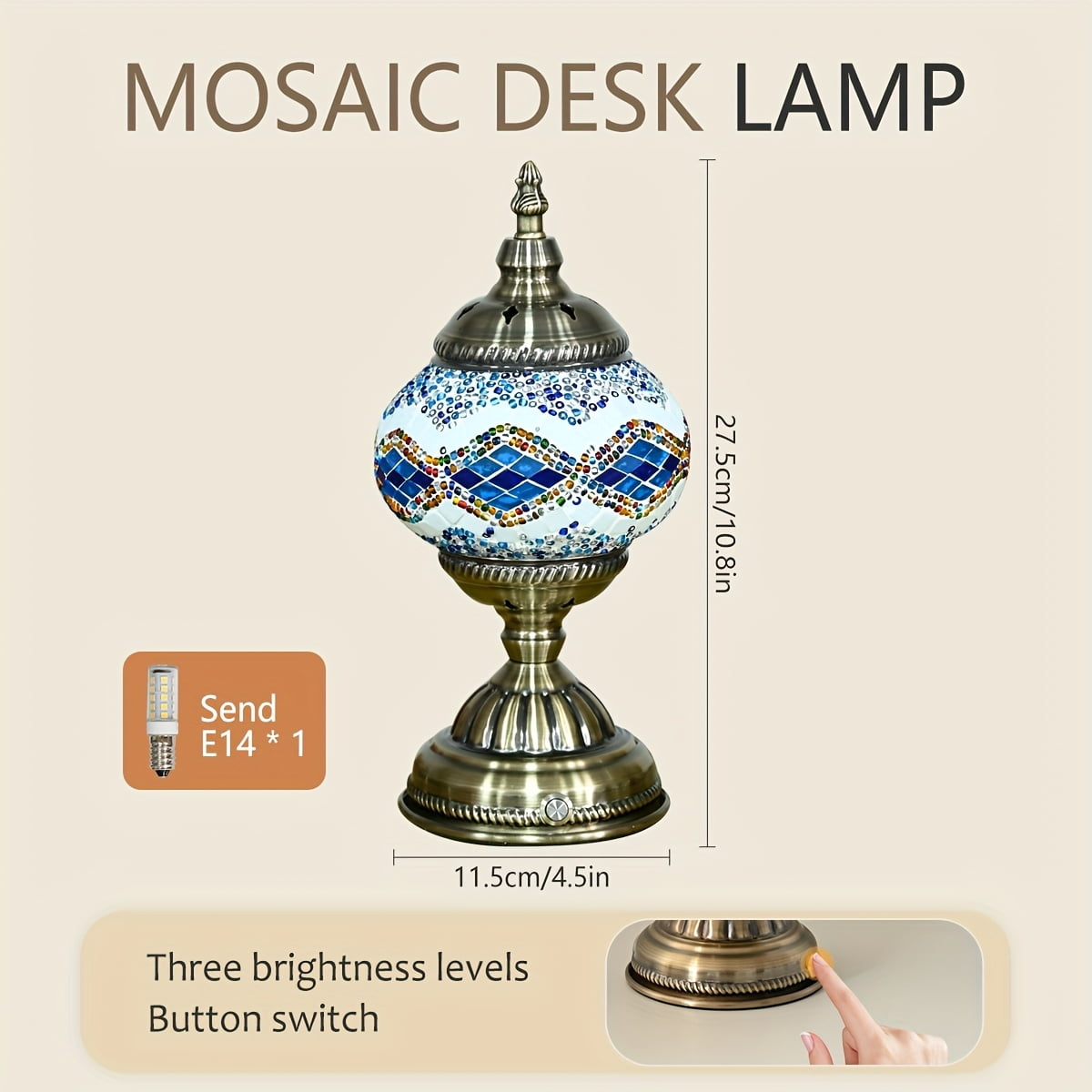 (with LED bulb) USB socket power supply, handcrafted, Turkish-Moroccan ...