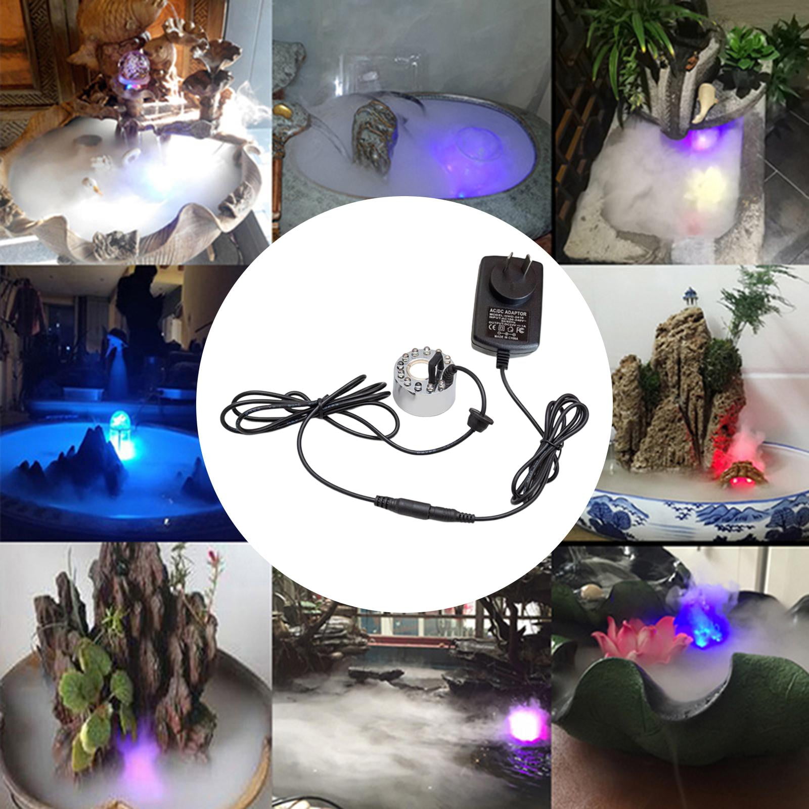 with Light Mister Humidifier, 12 LED Water Pond Fountain for Aquarium ...