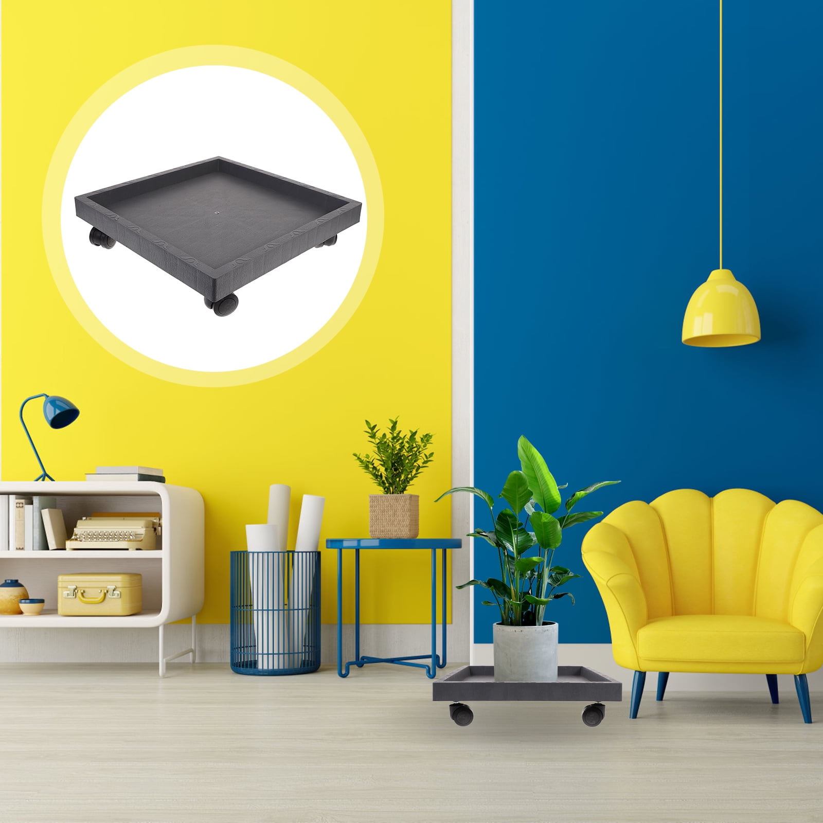 with Wheels Square Flower Pot Tray Stand on Rollers Flower Pot Dolly ...