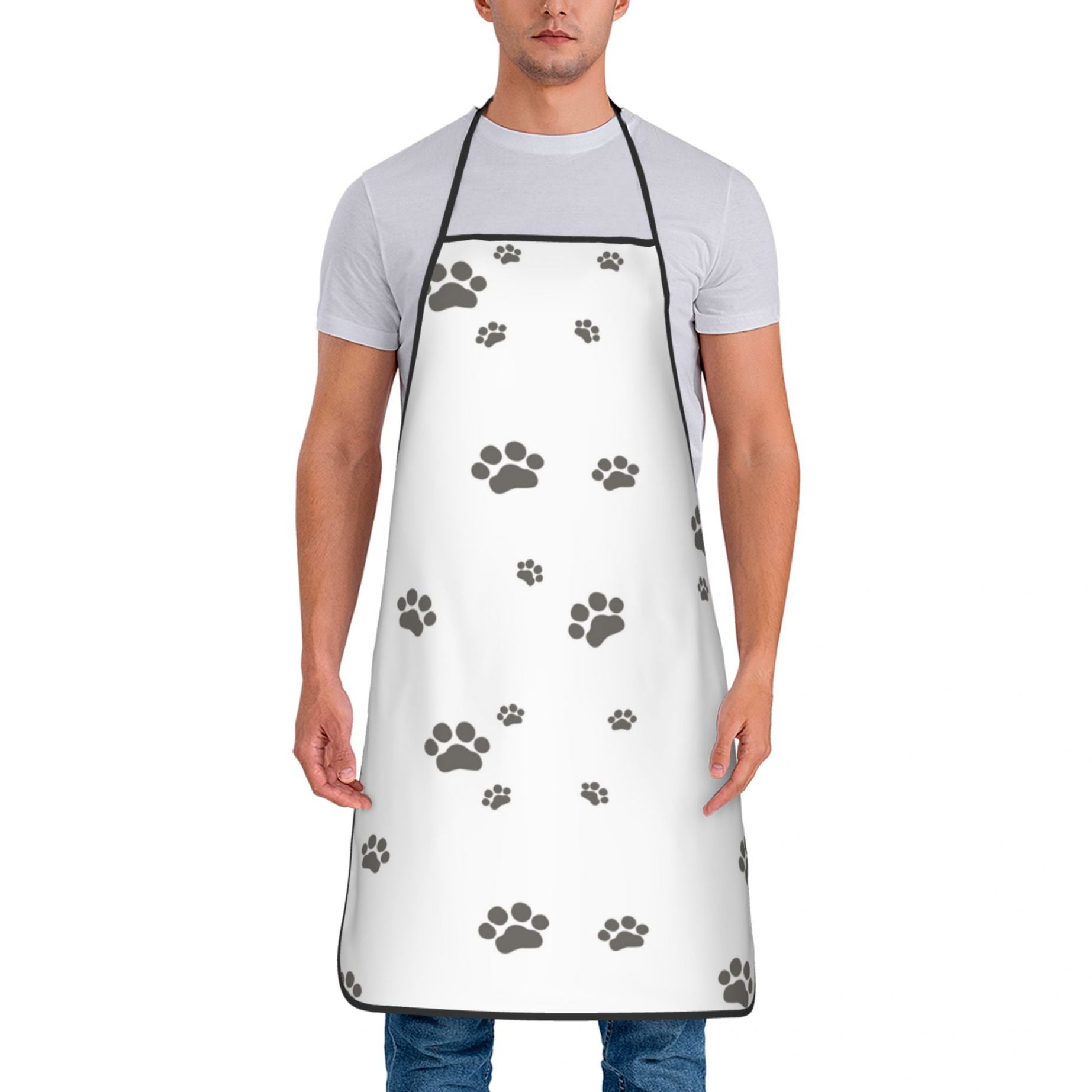 with cat motif Paw Aprons for Women Men Waterproof Apron Kitchen Chef ...