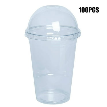 Shop Square 32 oz Plastic Cups with Lids, Disposable Clear Cups, Spill ...