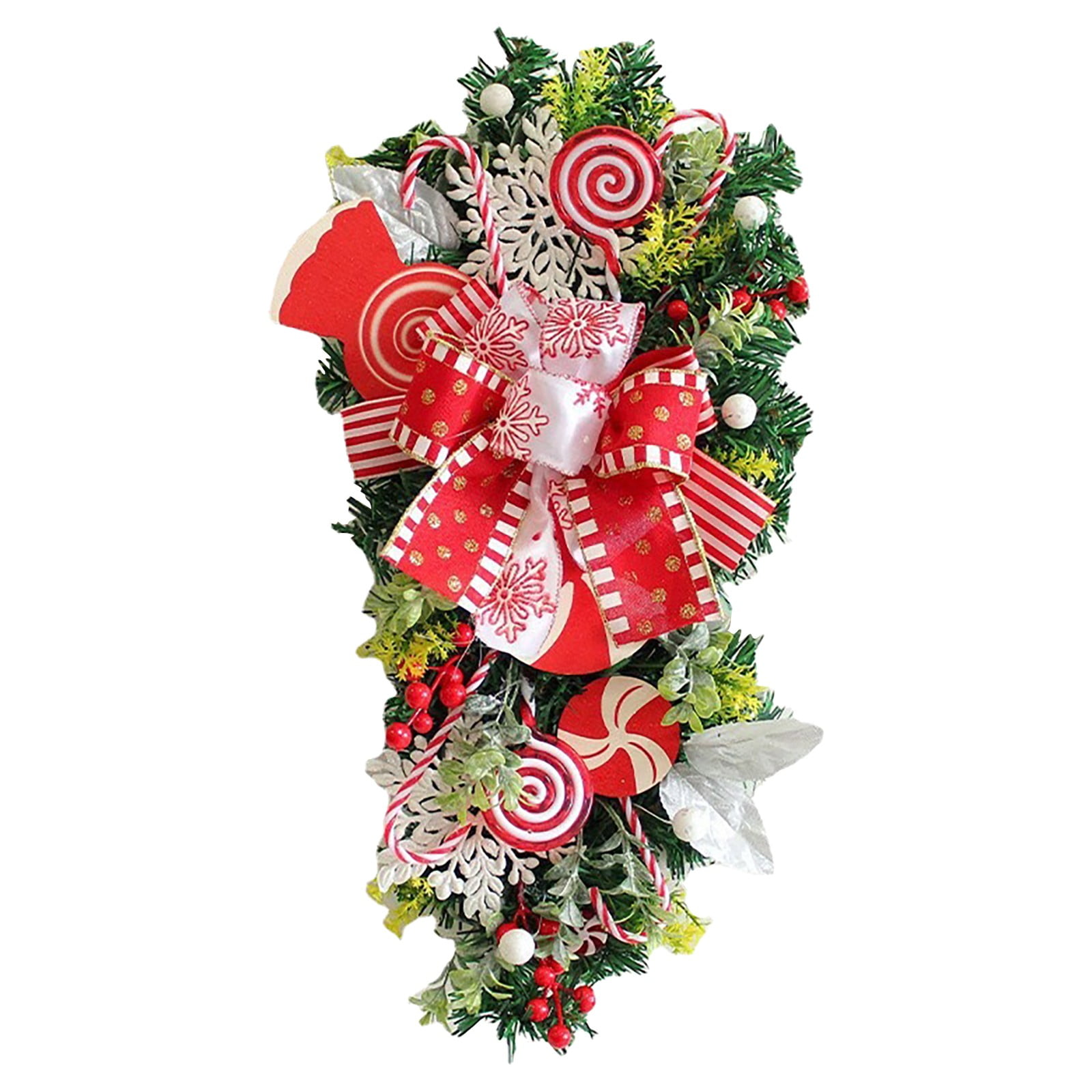 witspace 20inch Large Christmas Teardrop Swag, Candy Cane Christmas ...