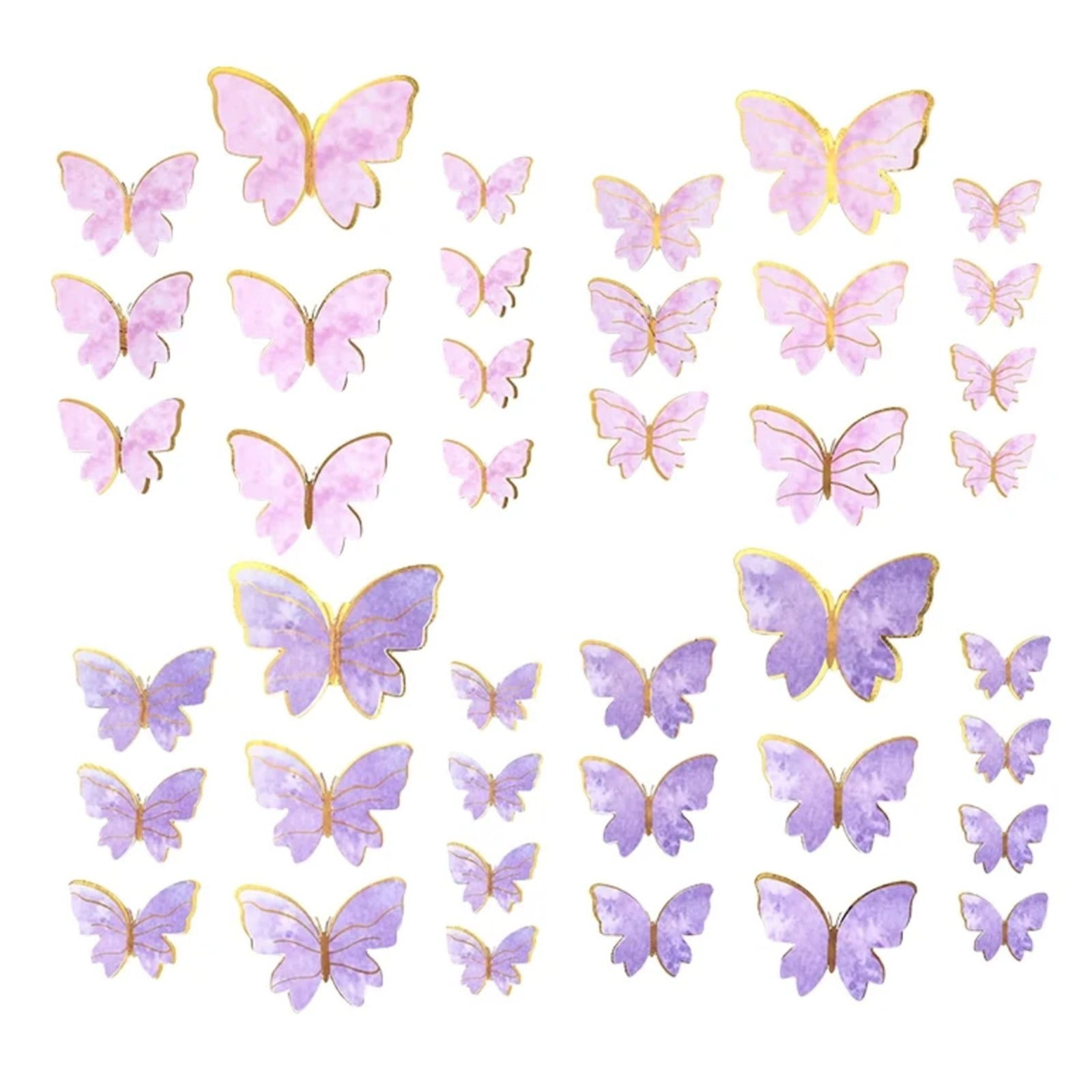 witspace 40PCS Butterflies Cupcake Toppers,Butterfly Rice Paper Cake ...