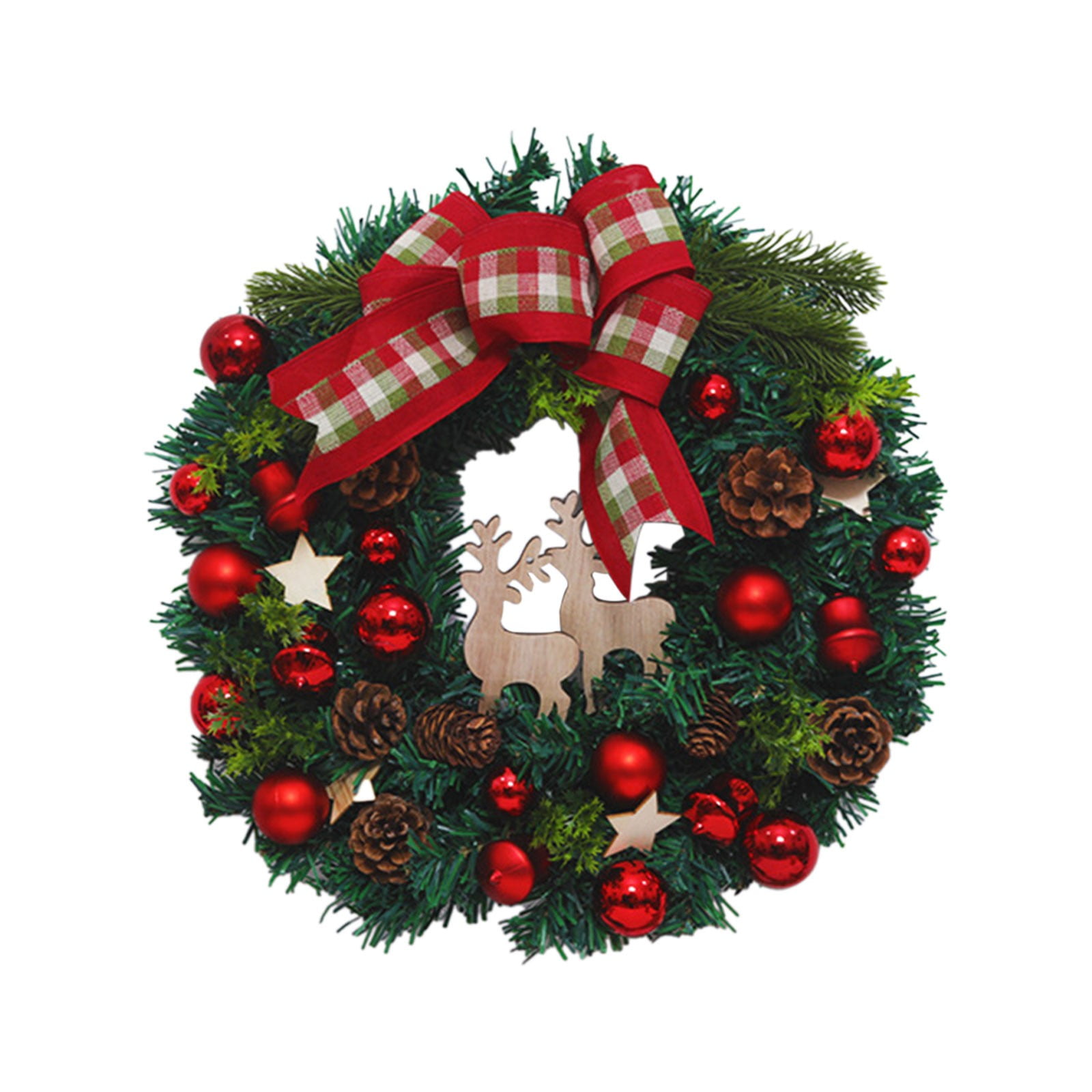 witspace Artificial Christmas Teardrop Swag with Pine Cones Ribbon Bow ...