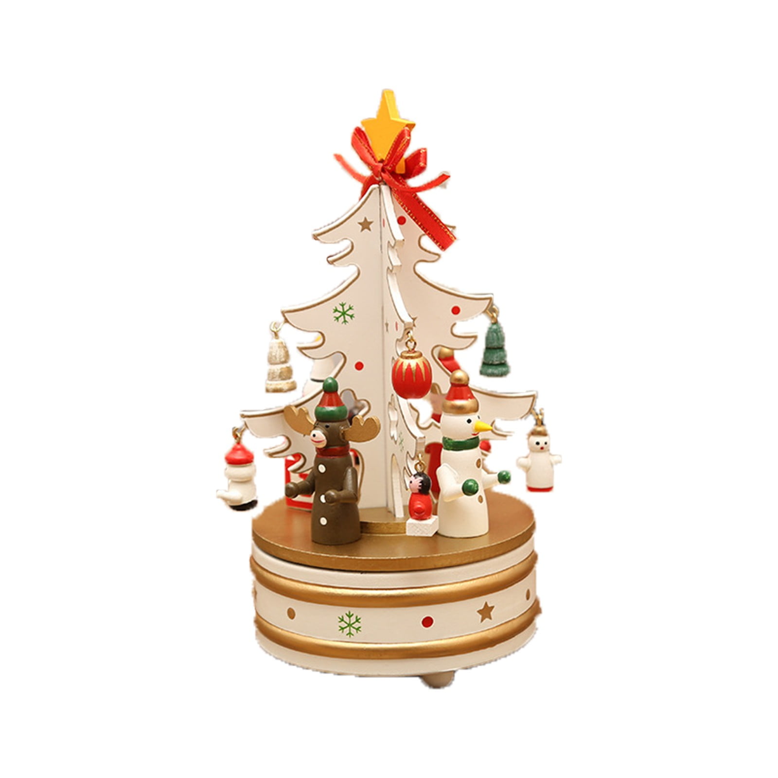 witspace Christmas Wooden Rotating Music Box, Christmas Tree Musical ...