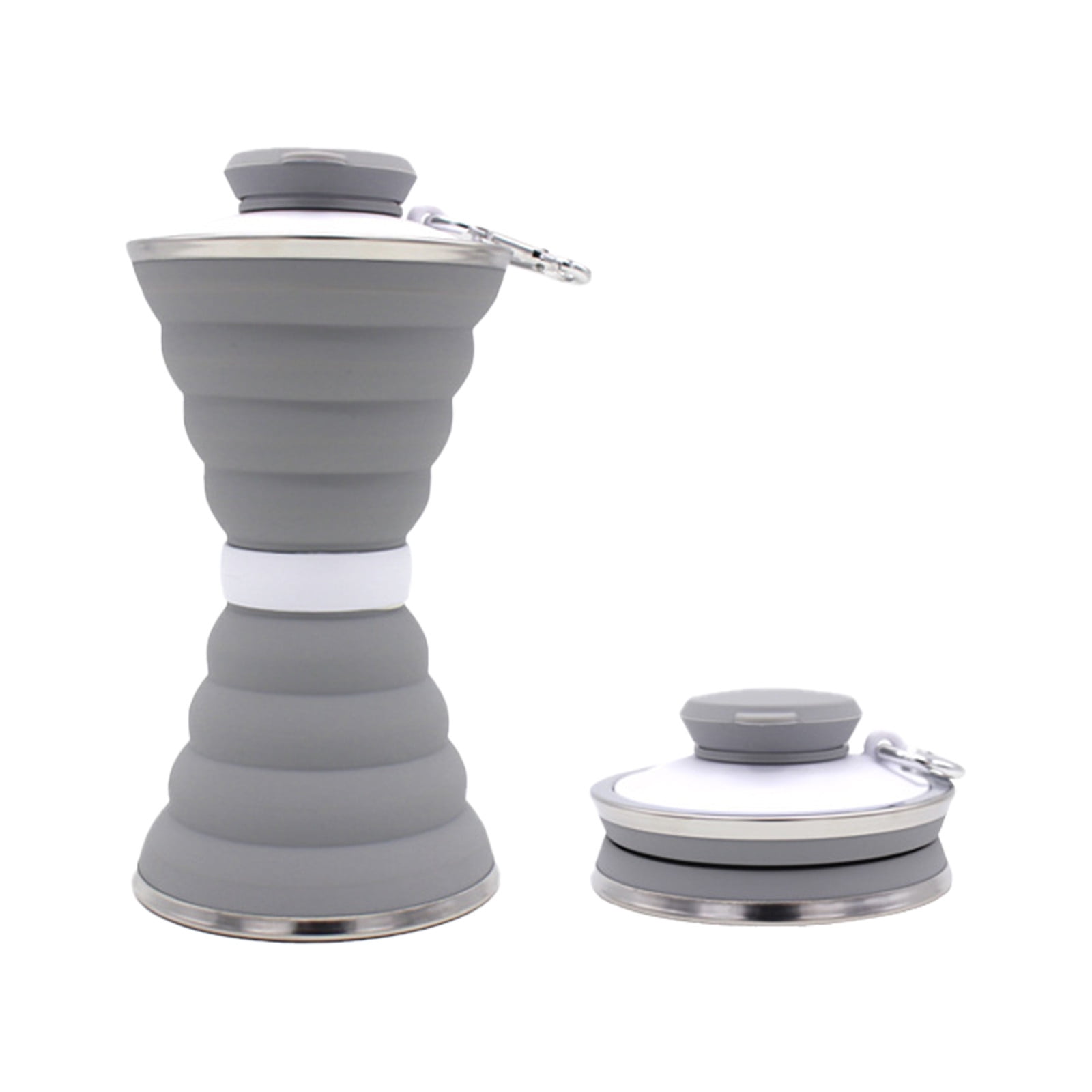 witspace Collapsible Water Bottle, Camping Cup with Carabiner, Reuseable Silicone Foldable Leak ...