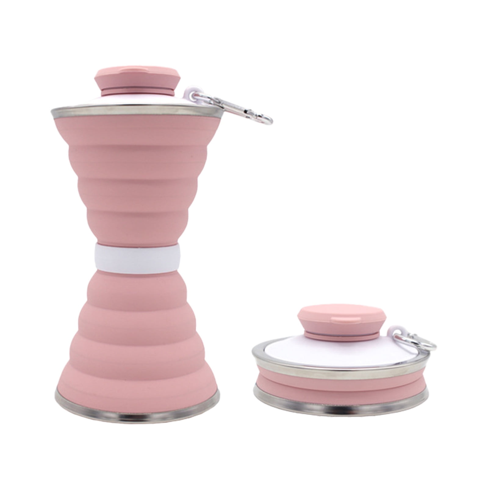 witspace Collapsible Water Bottle, Camping Cup with Carabiner, Reuseable Silicone Foldable Leak ...