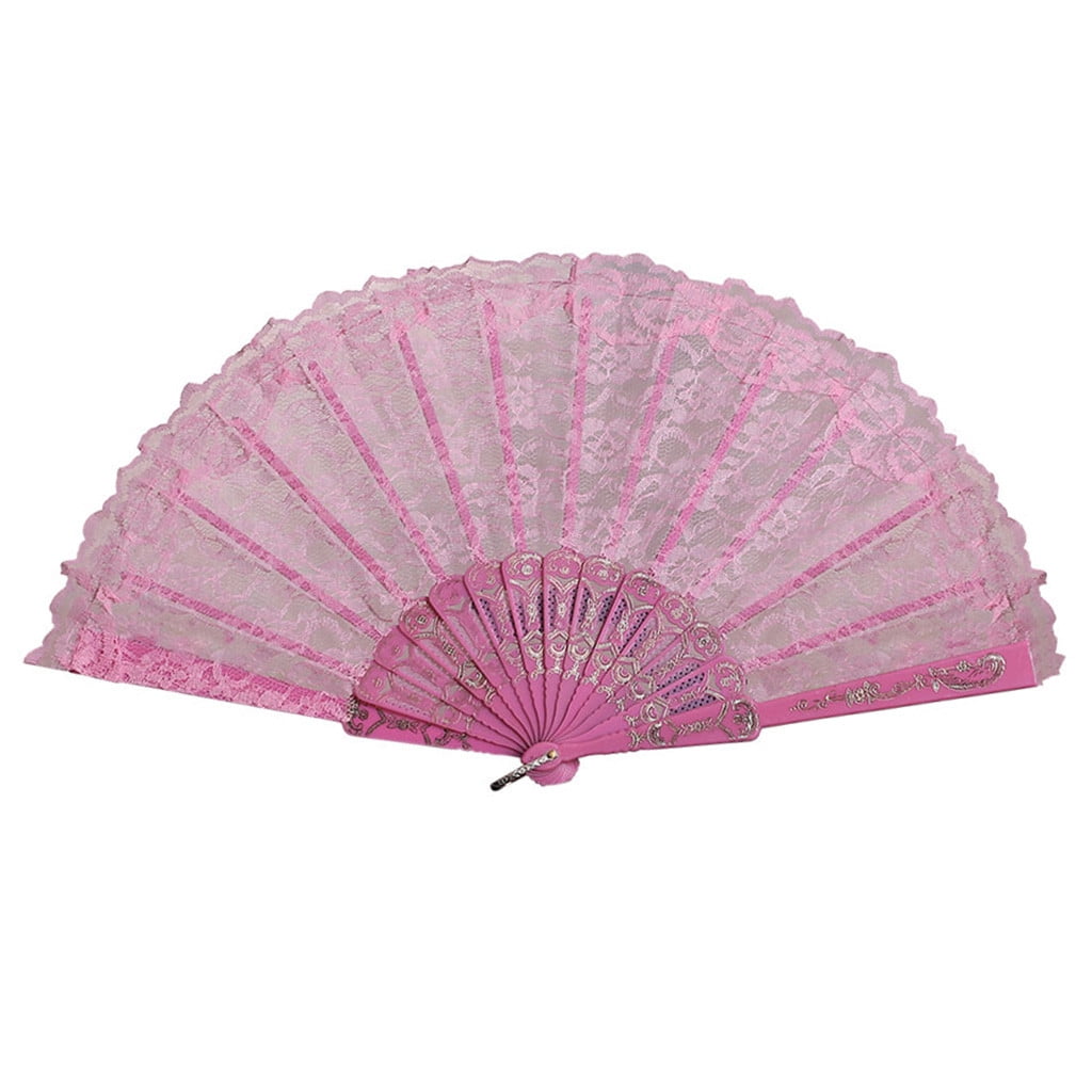 witspace Cotton Lace Folding Handheld Fan Embroidered Bridal Hand Fan ...