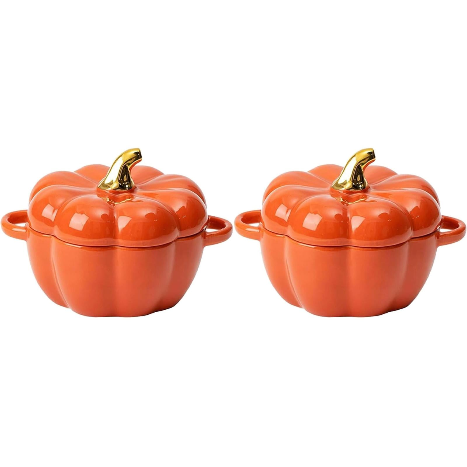 witspace Dutch Pot with Lid, Pumpkin Pottery Dessert Saucepan, Mini ...