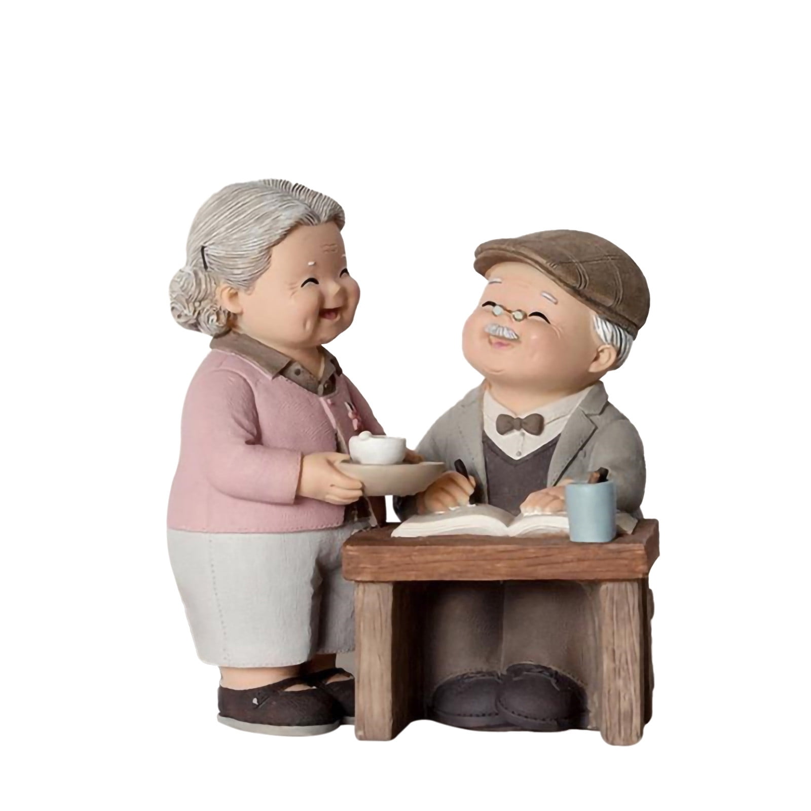 witspace Elderly Couple Figurines Lover Figurines Ornaments Resin ...