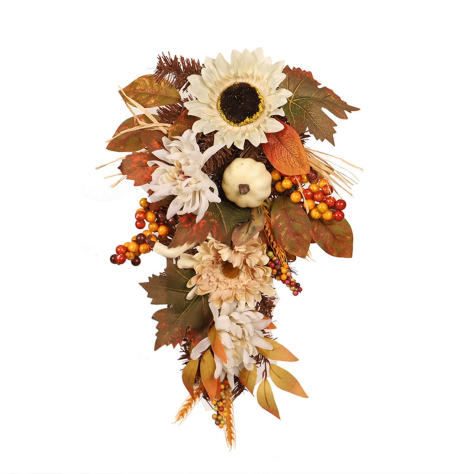 witspace Fall Swag for Front Door, Artificial Fall Swag Fall Wreath ...