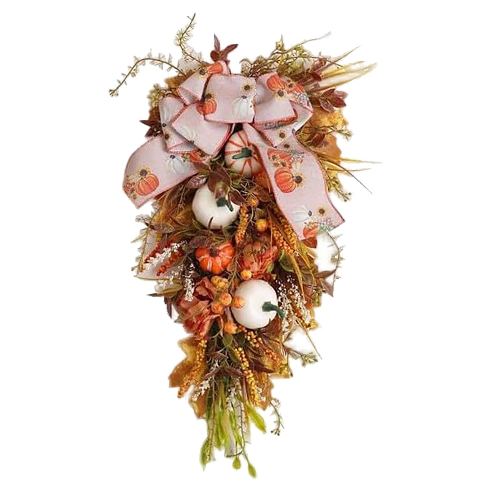 witspace Fall Swag for Front Door, Artificial Fall Swag Fall Wreath ...