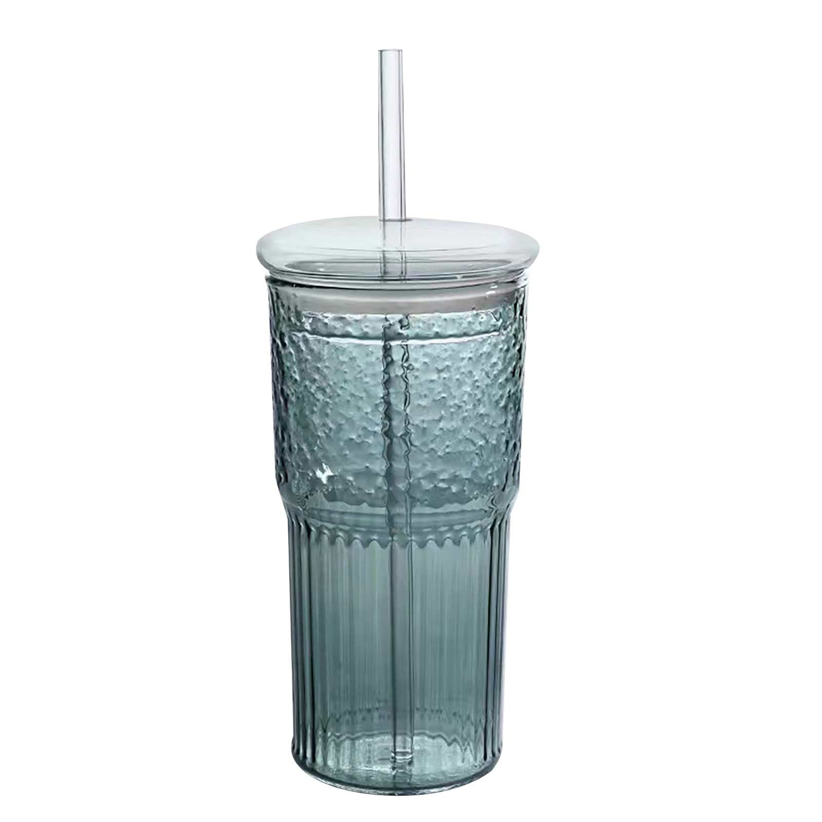 witspace Glass Cups with Lids and Glass Straws, 20 Oz High Borosilicate ...