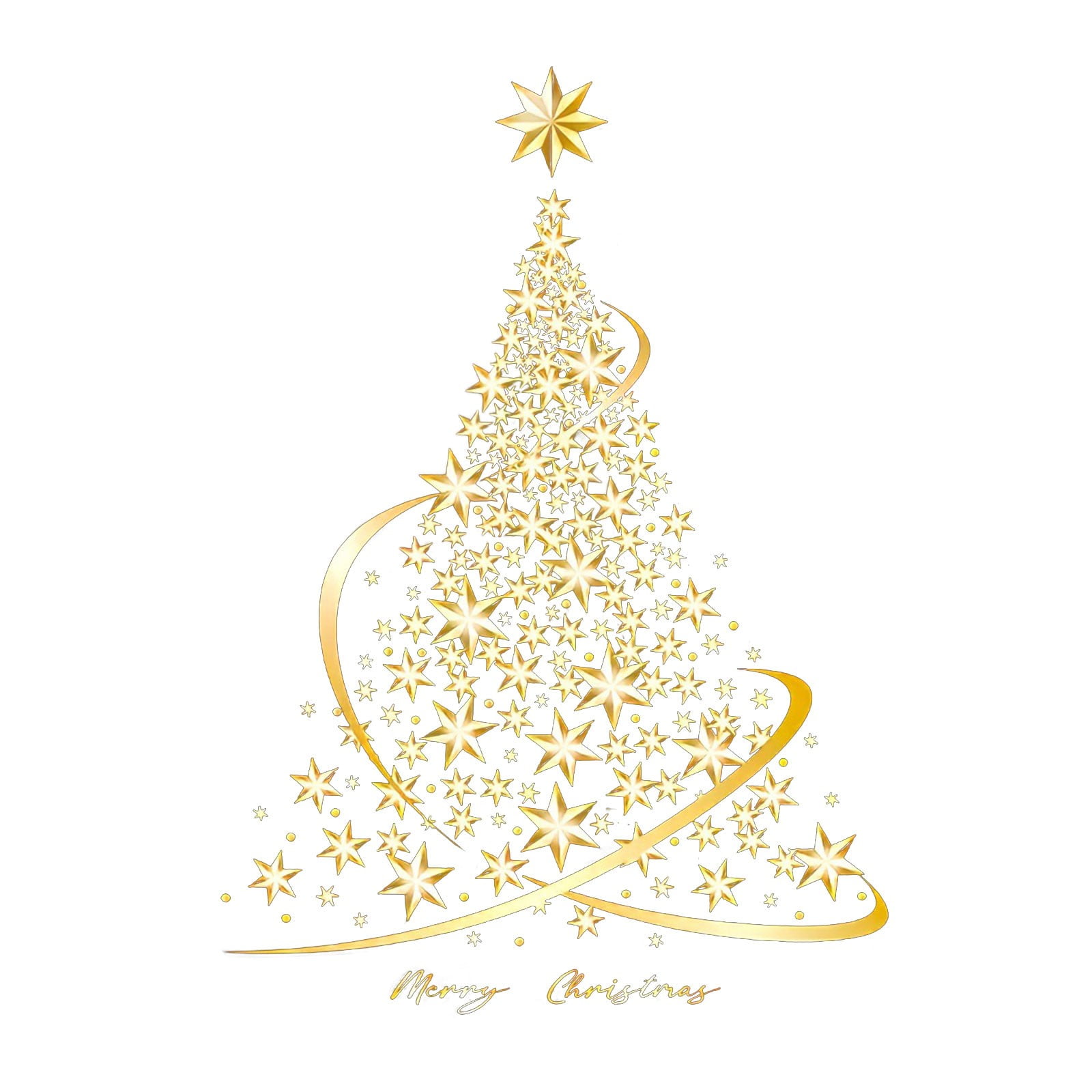 witspace Golden Christmas Tree Window Clings Stickers for Glass Large ...