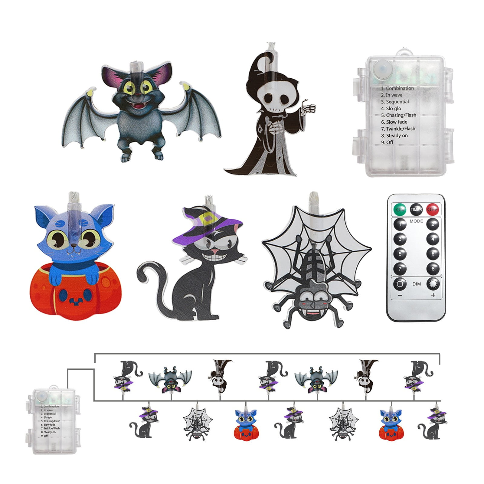 witspace Halloween String Lights, Pumpkin Bat Mini Halloween Lights ...