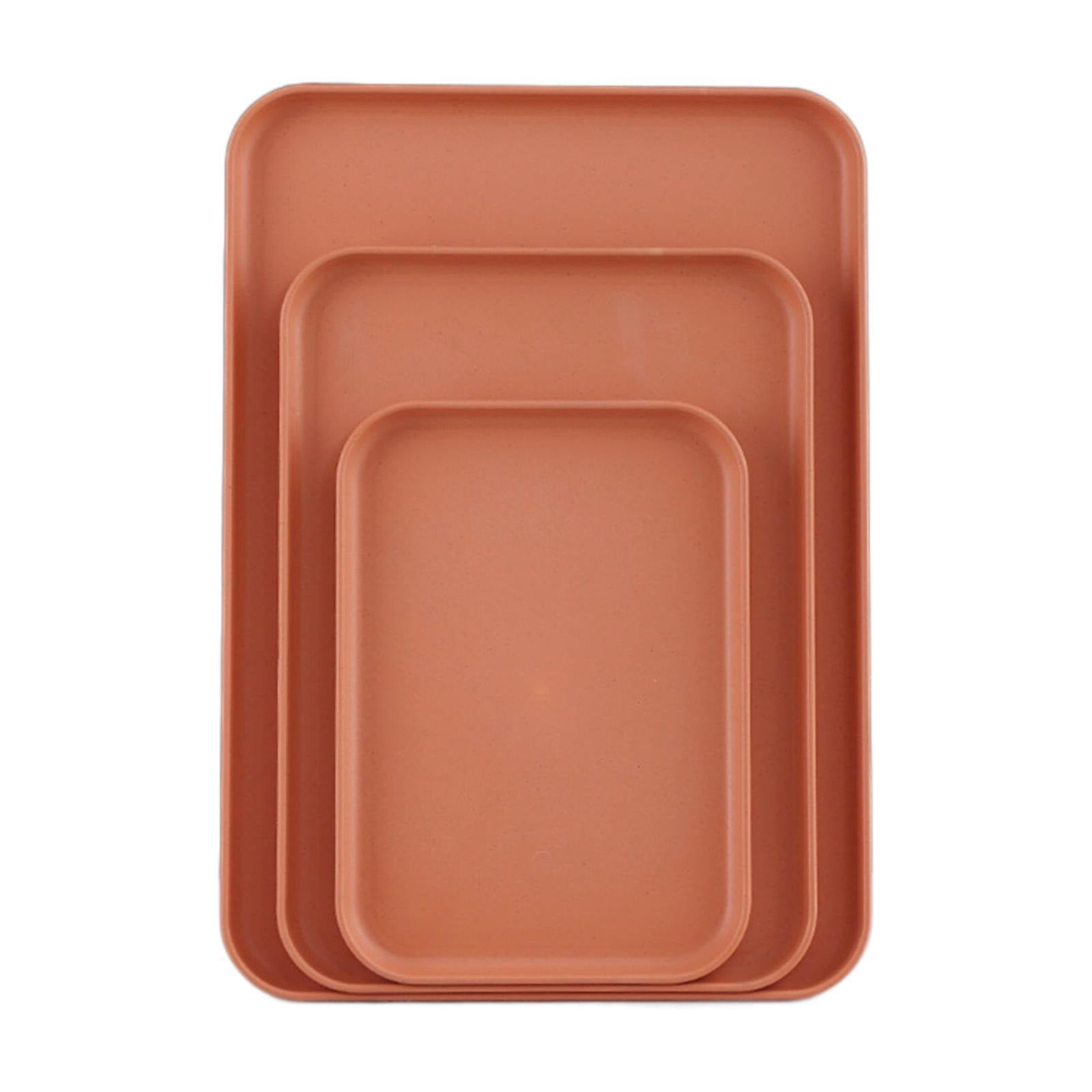 witspace Handled Cafeteria Tray - Rectangular Wood Grain Textured Plastic Food Serving TV Tray ...