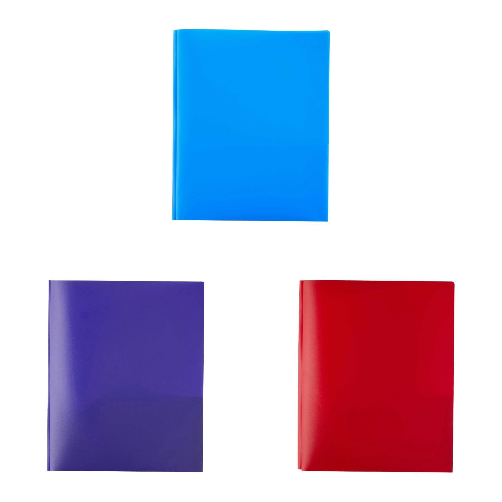 witspace Heavy Duty Plastic Folders with Pockets and Prongs, Extra ...