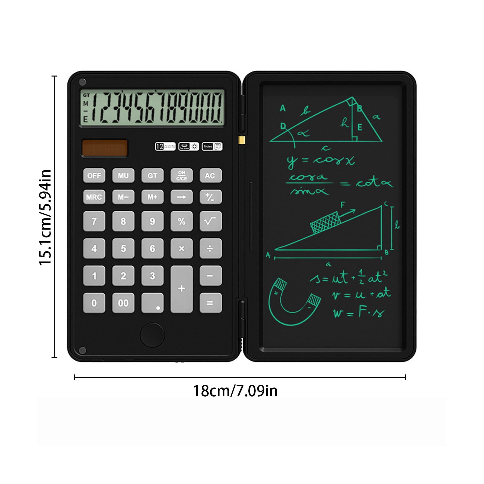 witspace Scientific Calculator with Writing Tablet, Foldable 2-Line ...