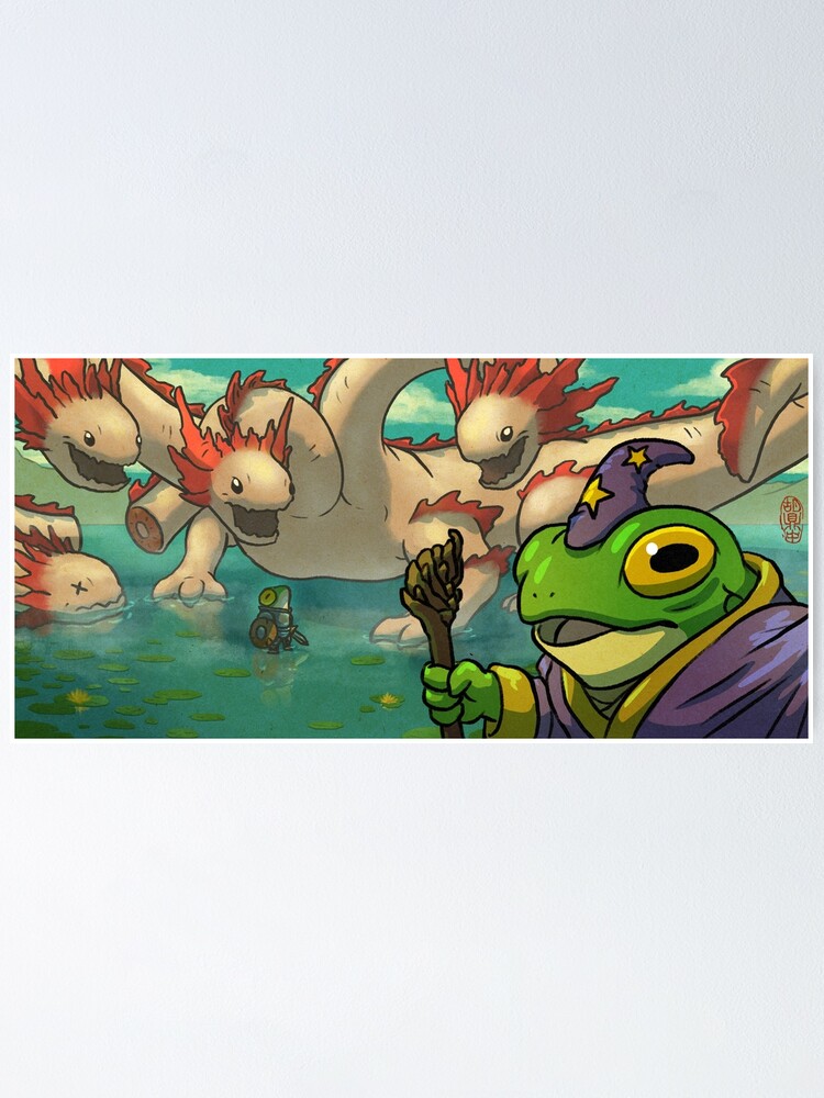 wizard frog selfie with frog knight and axolotl hydra Canvas Poster Decor Landscape Office Room ...