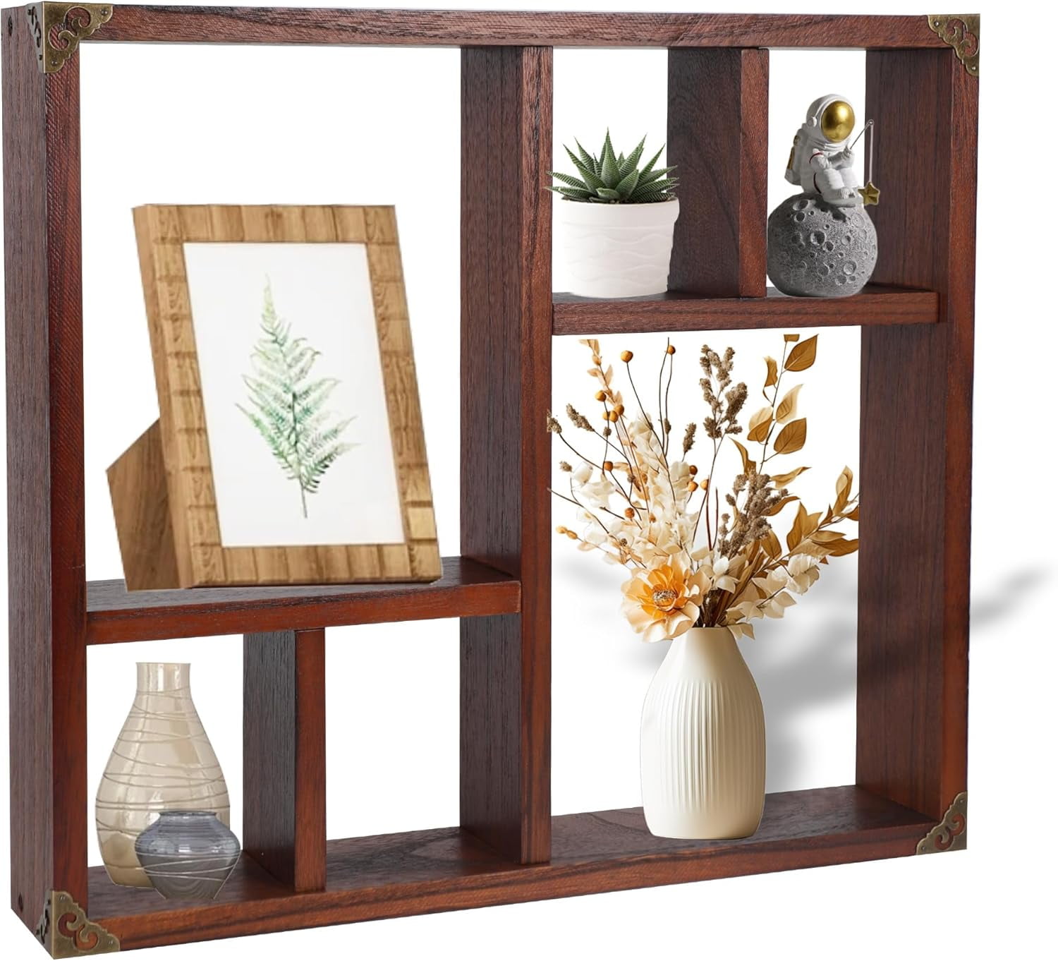 wmqydxg 17.7x15.7-Inch Shadow DXQPIOA Display Shelf，6-Slot Rustic ...