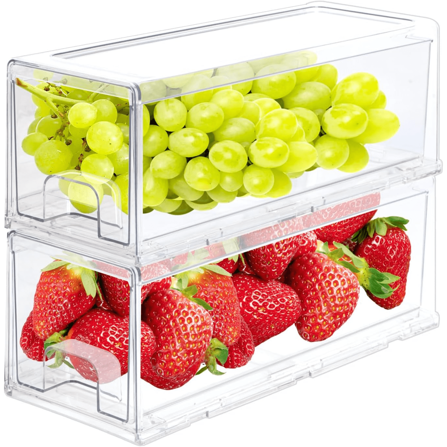 wmqydxg 2Pack Clear Fridge Drawers Pull Out Stackable Refrigerator ...