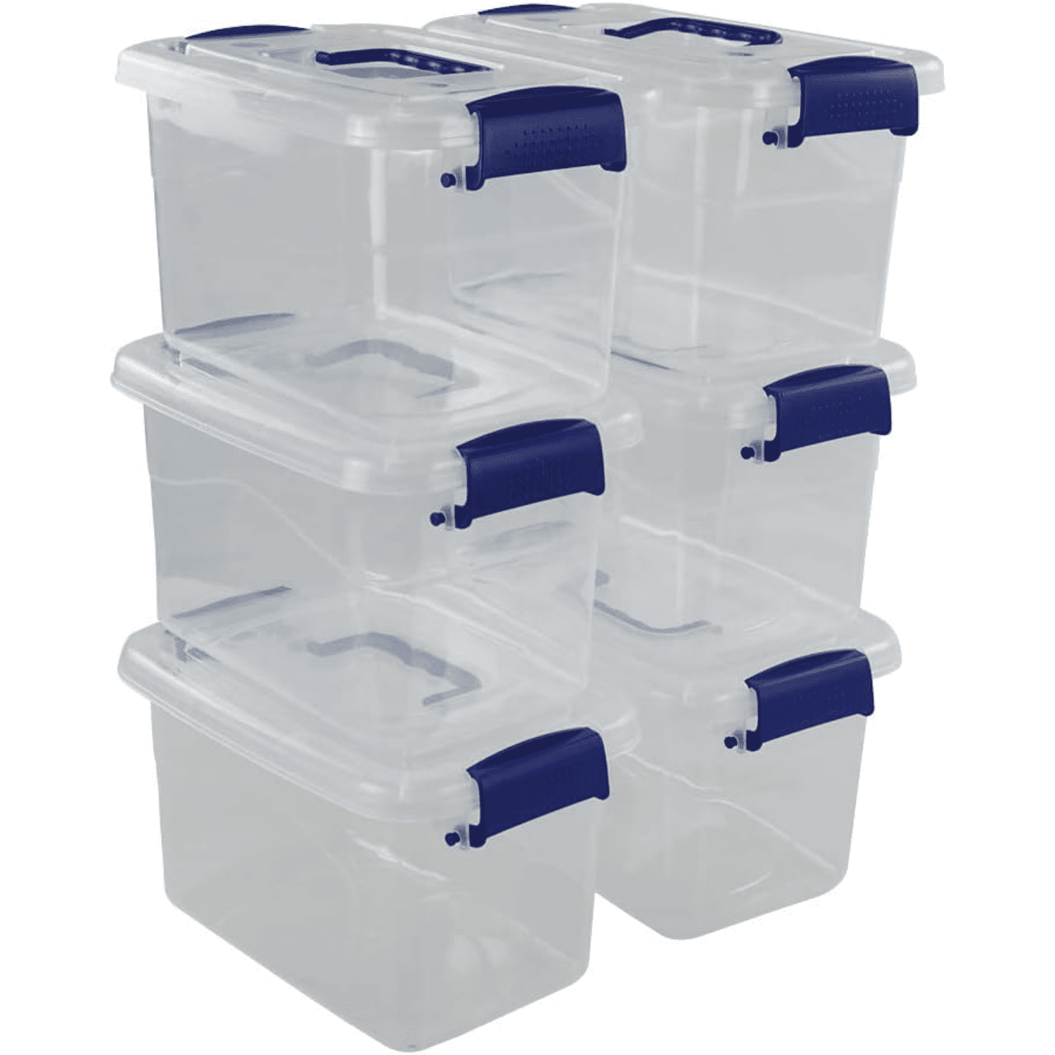 Hltser 6-Pack 5 Quart Plastic Storage with Handle Clear Storage Bin ...