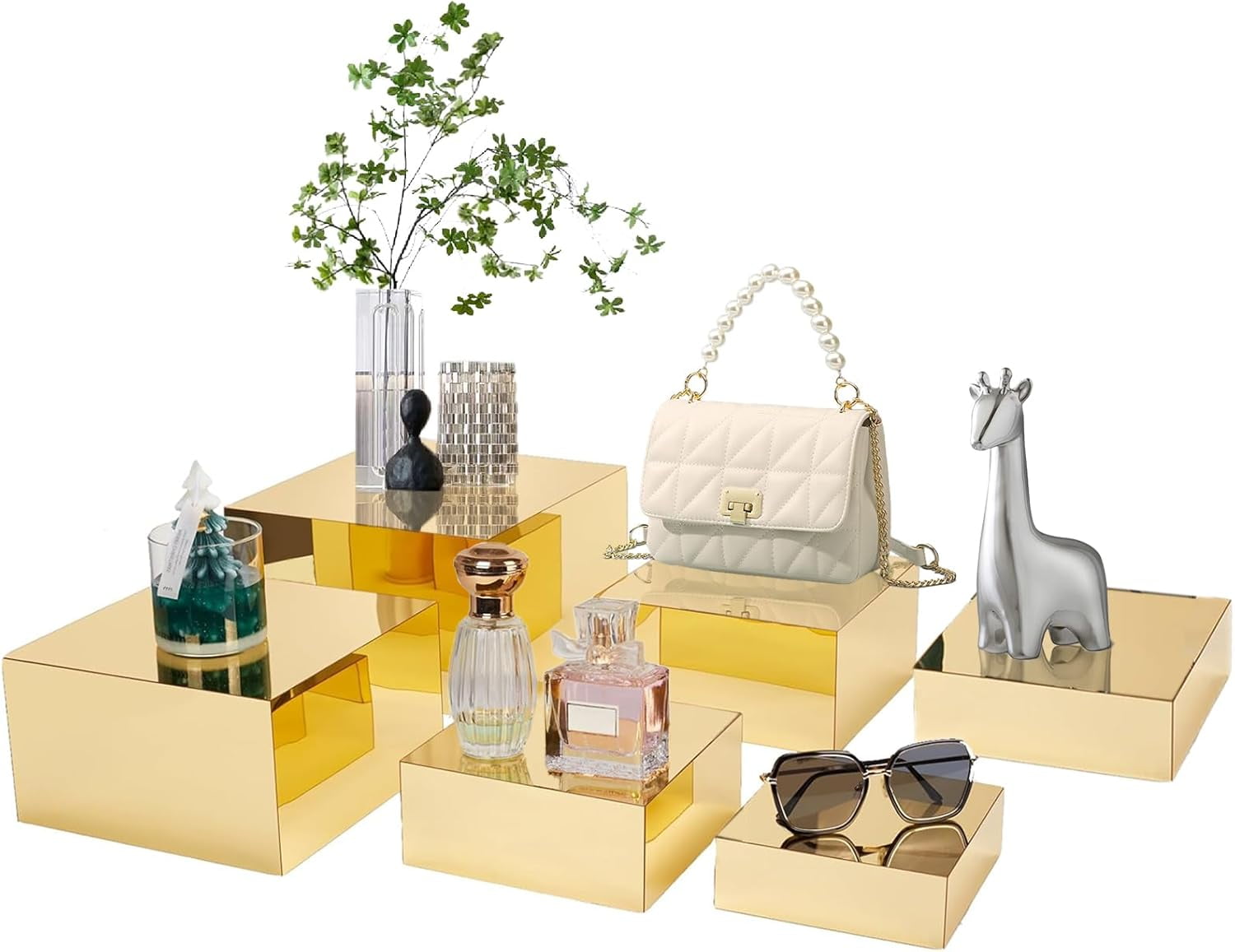 wmqydxg 6Pcs Buffet Risers Mirror Acrylic Food Risers for Buffet Table ...