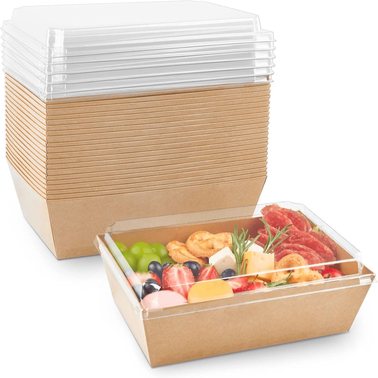wmqydxg 8 x 6 Inch Paper Charcuterie Boxes with Clear Lids 40 Pack ...