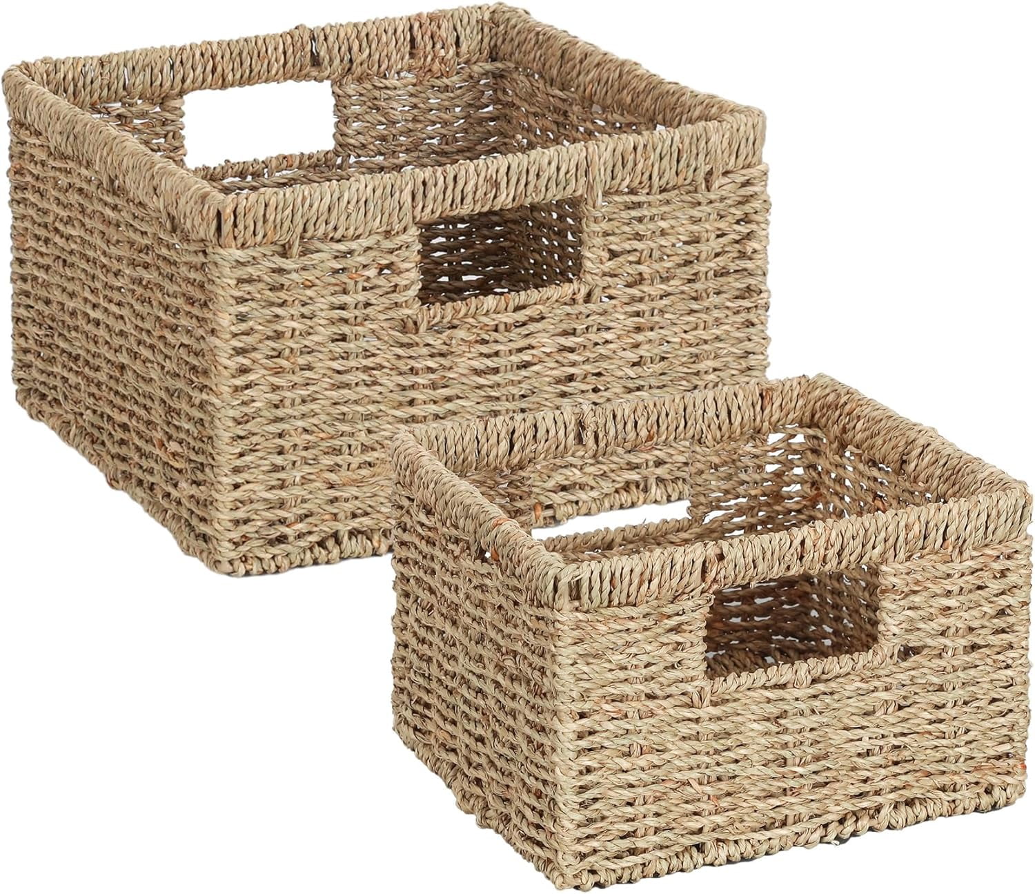 wmqydxg Decorative Wicker Storage Baskets Water Hyacinth and Seagrass ...