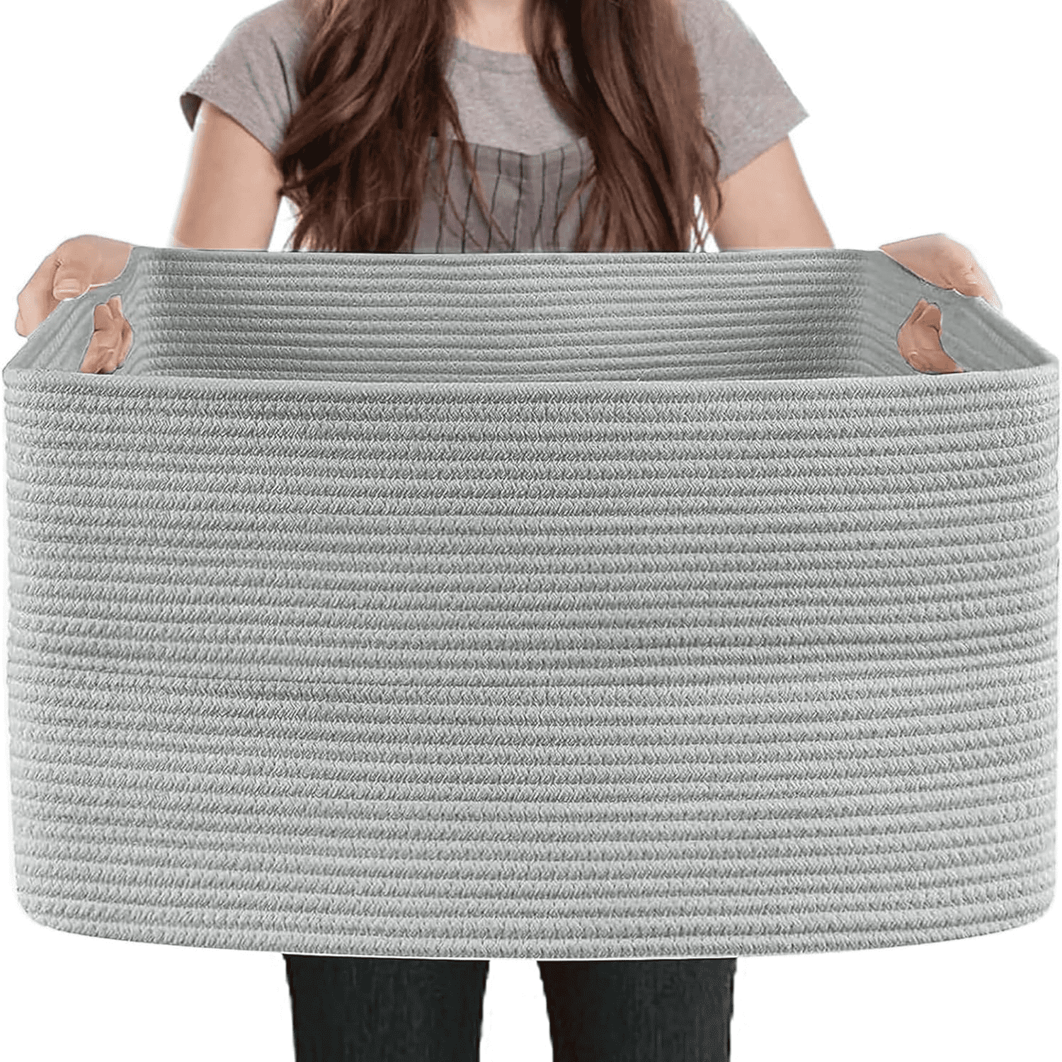 wmqydxg Extra Large White Storage Basket 23.6" x 17" x 12" Rectangle ...