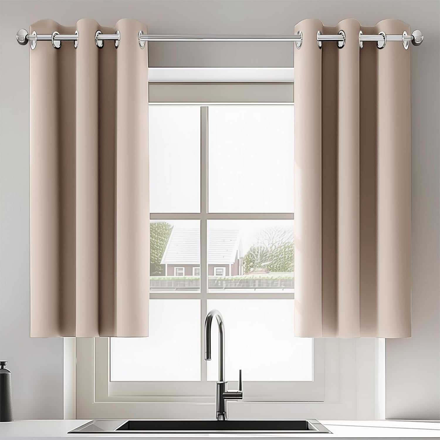 wmqydxg Farmhouse Black Out Curtains 63 Inch Long Thermal Insulated ...