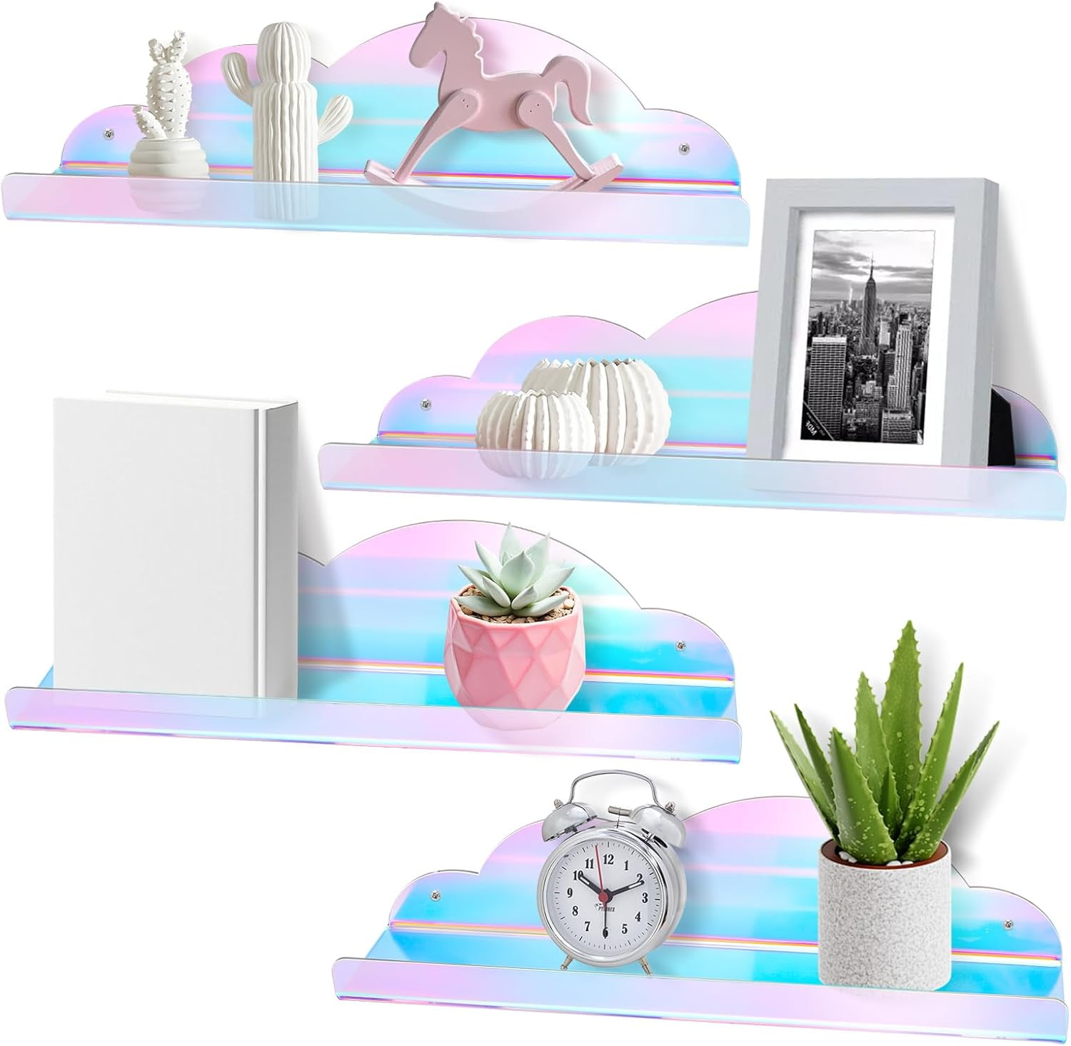wmqydxg Iridescent Acrylic Floating Shelves Wall Mounted DXQPIOA ...