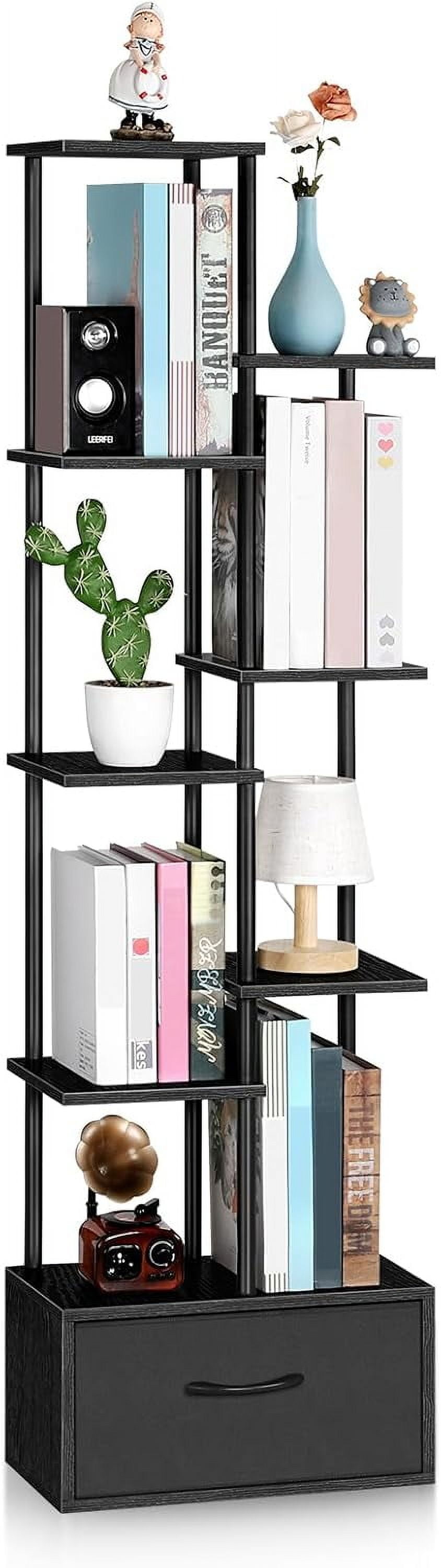 wmqydxg JKLCH LTKIF Bookshelf with Fabric Drawer 7 Tier Bookcase with ...