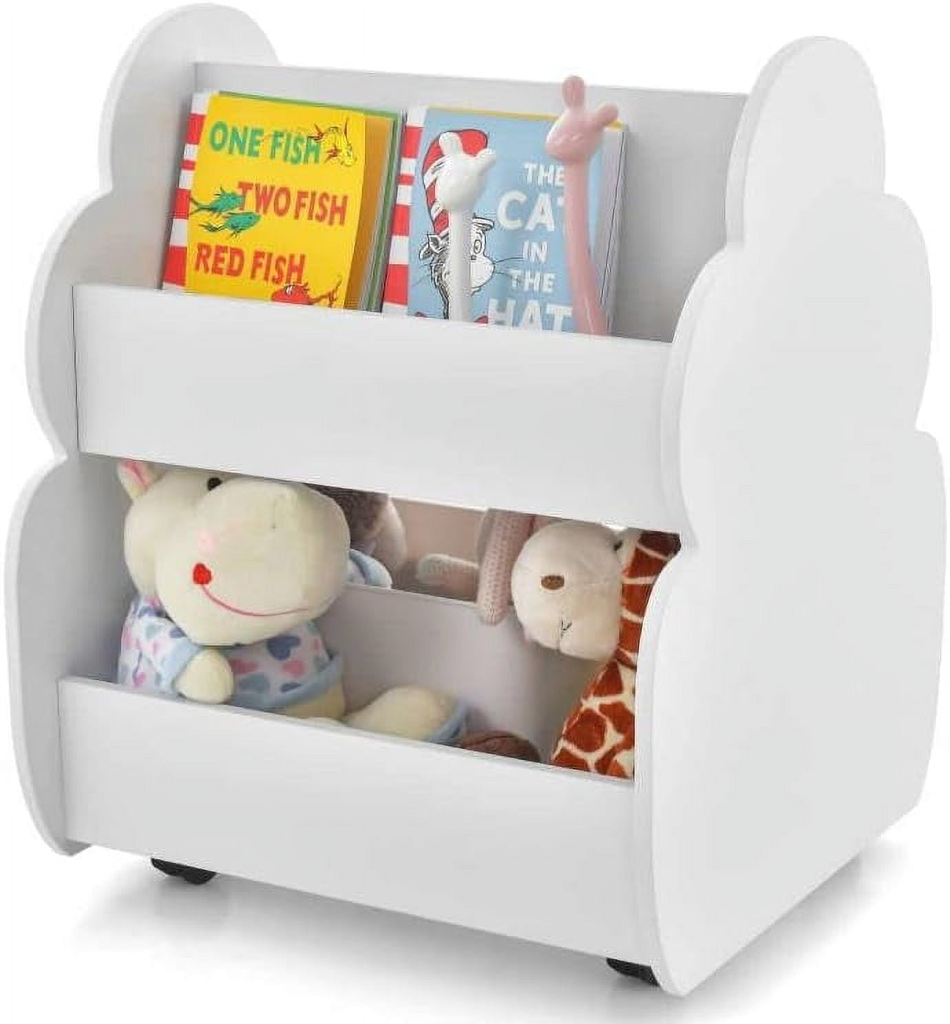 wmqydxg JKLCH LTKIF Kids Bookshelf with Wheels Wooden Bookcase Toy ...