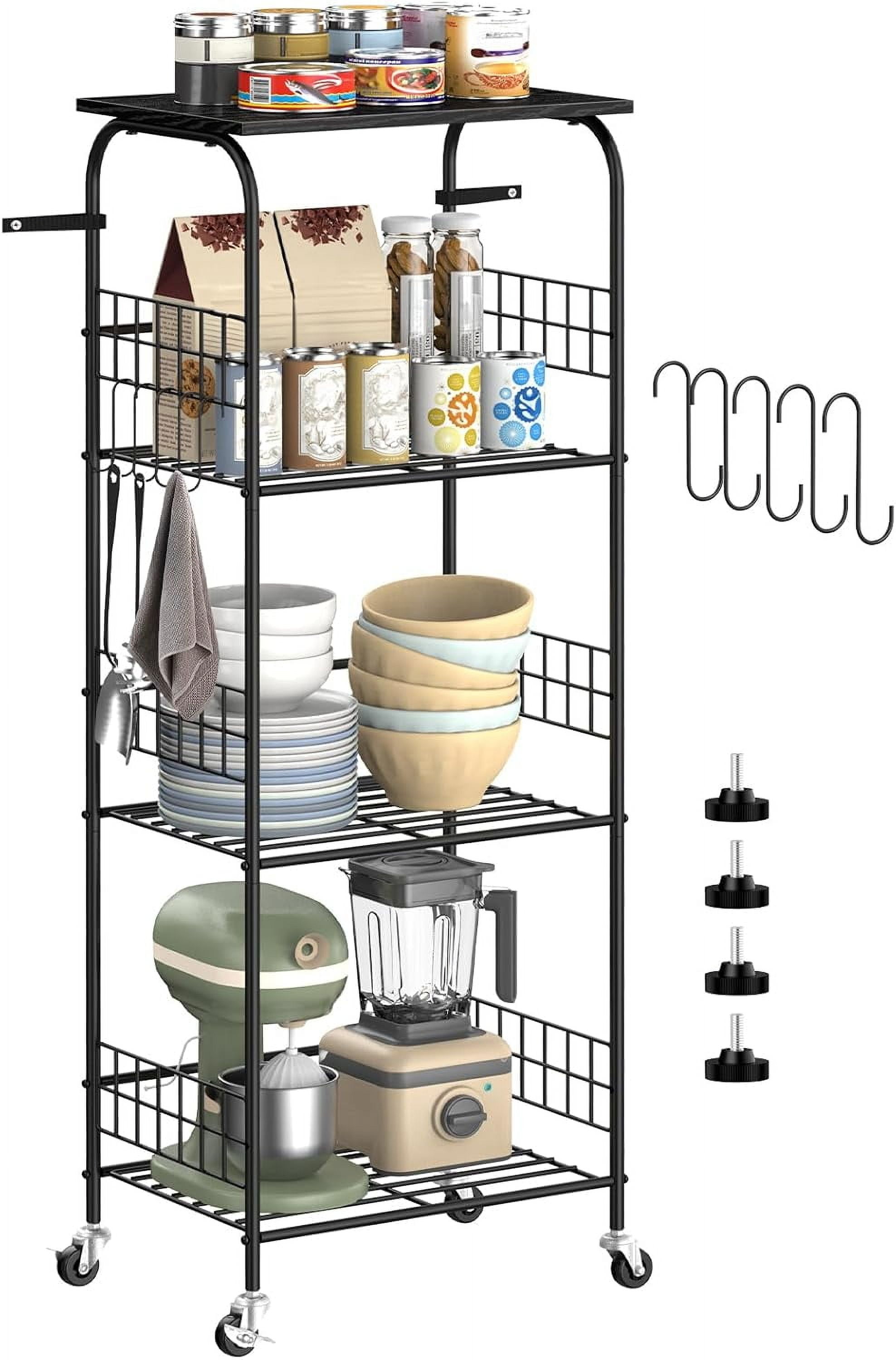 dxynlzq KFHDMCV Metal Wire with Wheels 4 Tier Narrow Shelf Unit for ...