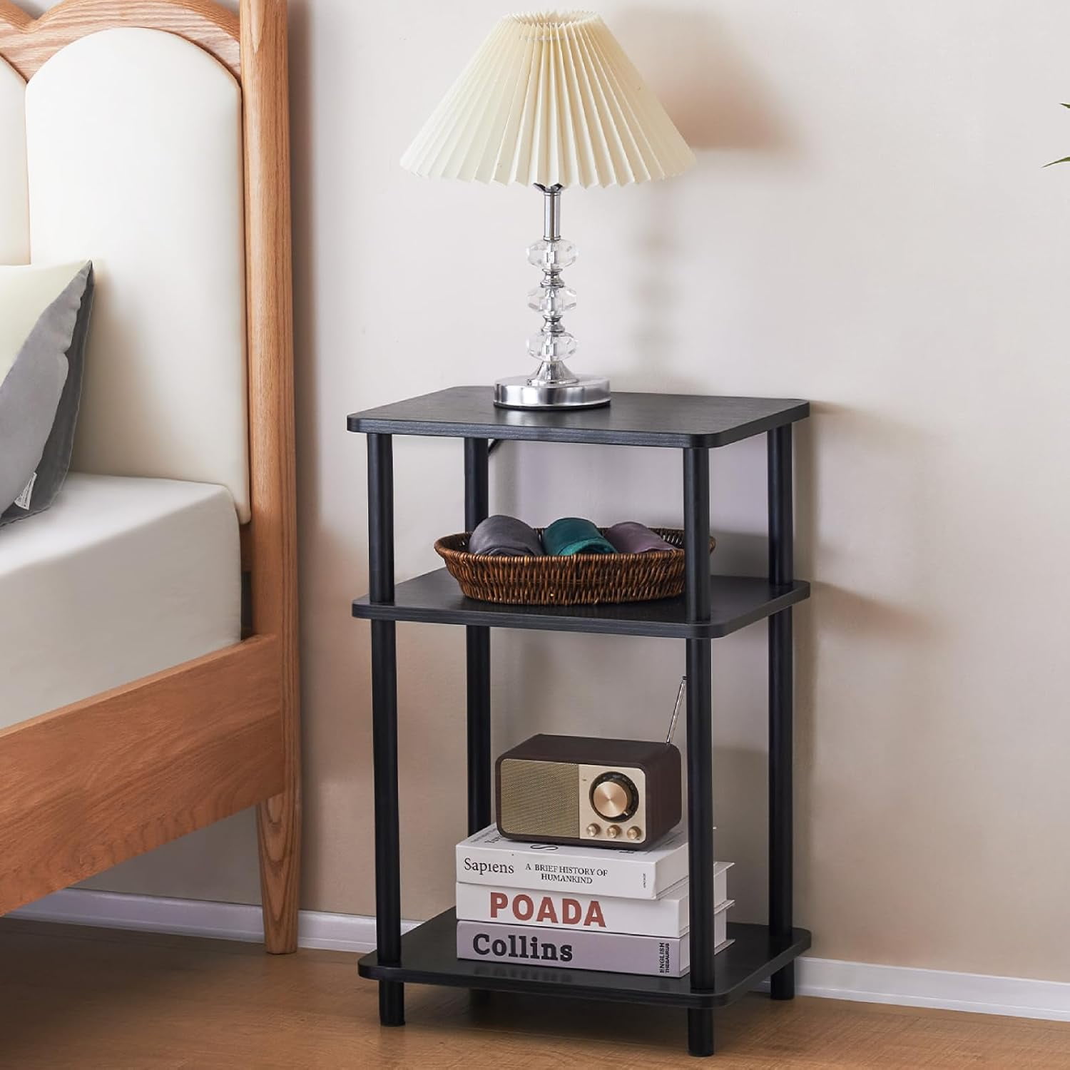 wmqydxg Small Narrow Side Table 3-Tier Skinny End Table with Storage ...