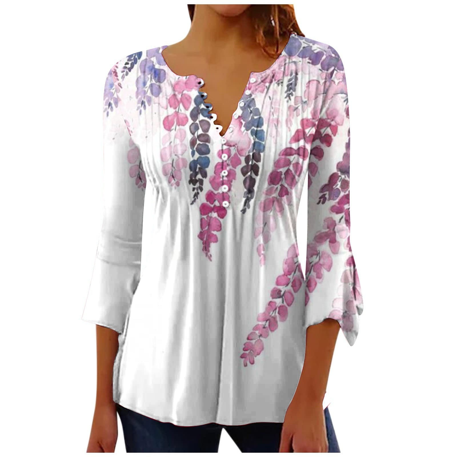 Wo Fusoul Fall Fashion 2023 Deals Womens Tops 3 4 Flare Sleeve Shirts
