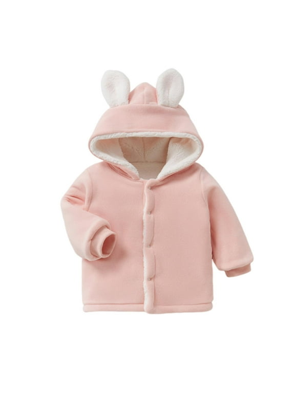 TAIAOJING Toddler Kids Winter Jackets Winter Baby Girls Cartoon Rabbit Thicken Keep Warm Hooded ...