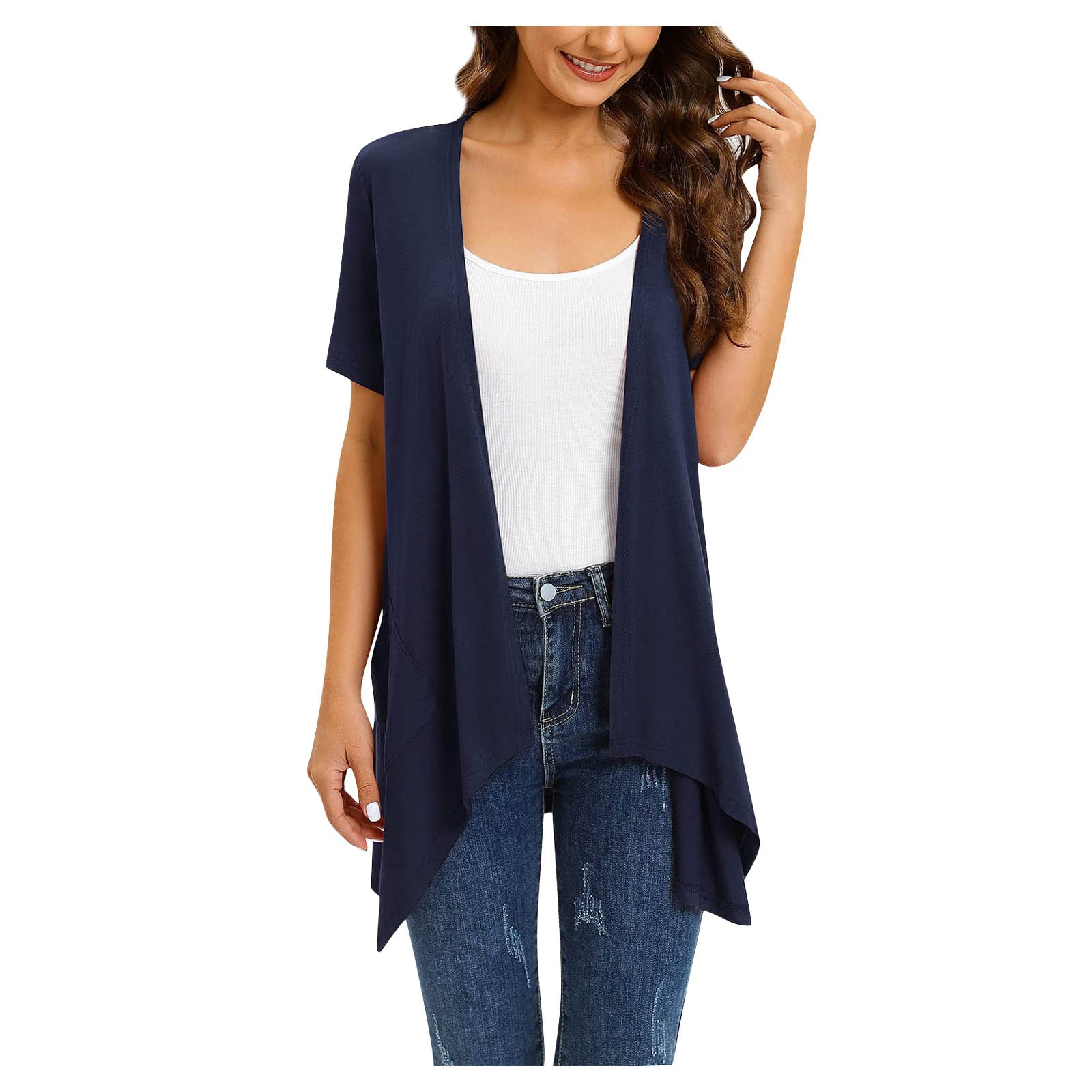 wofedyo Sweaters for Women Women Floral Short Sleeve Cardigans for ...