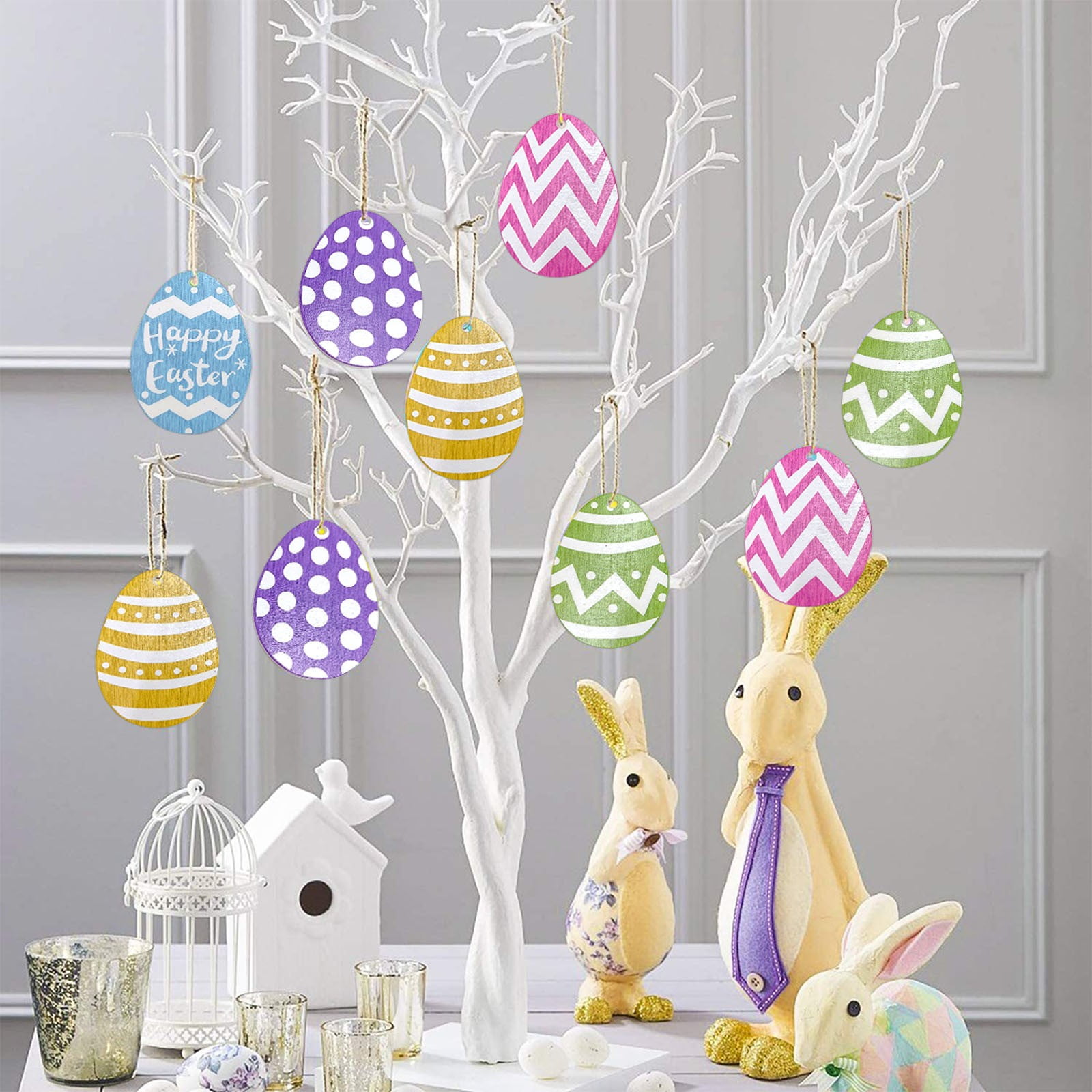 wofedyo easter egg wooden ornaments classic styles of easter egg ...