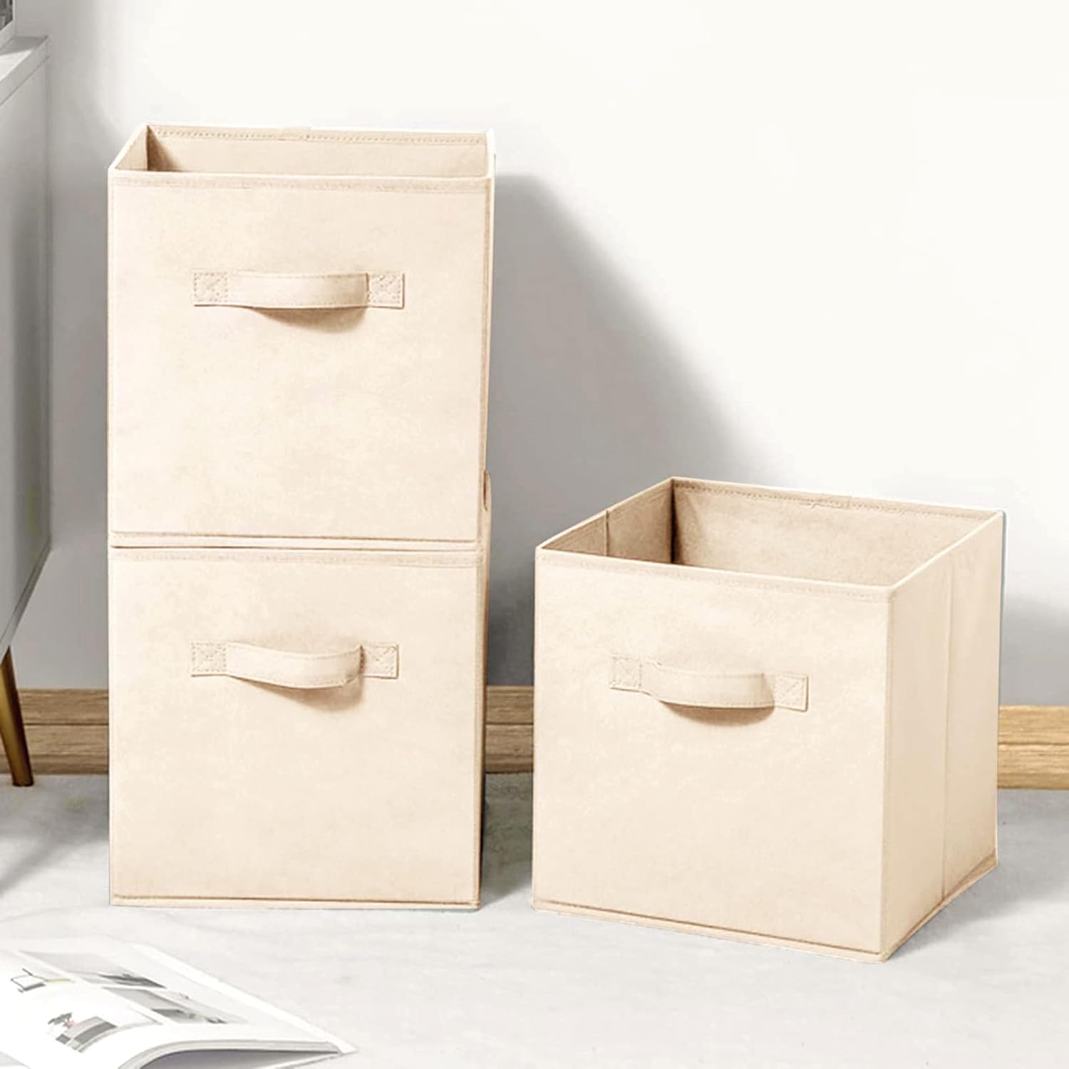 wolpin Set of 3 Storage Basket Bins Foldable Collapsible Storage Cubes ...