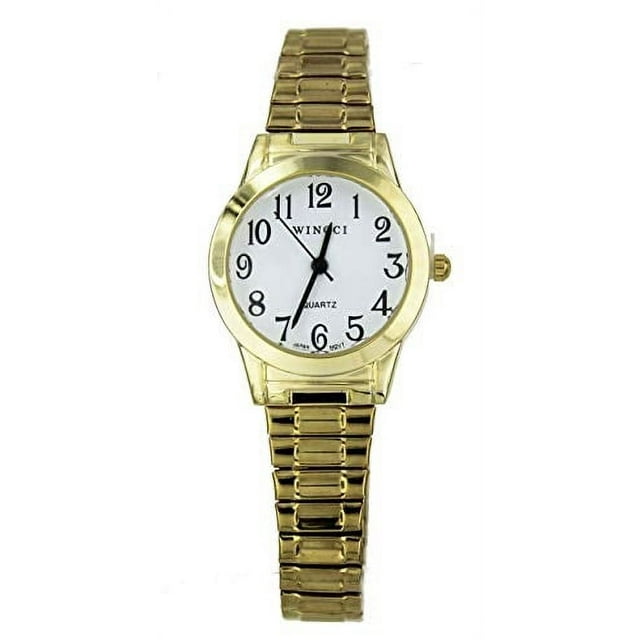 women gold tone stretch band easy to read watch - Walmart.com
