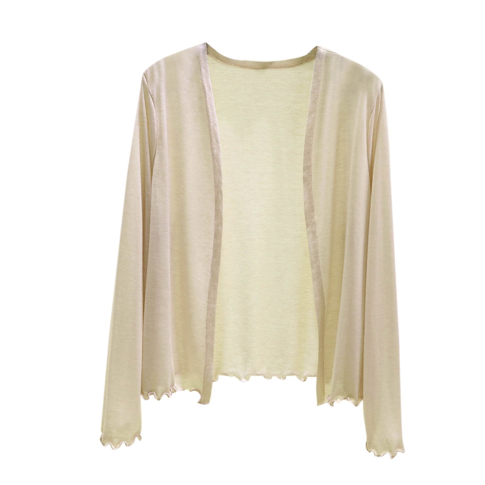 women's Open Front Cardigan Long Sleeve Tops Sheer Chiffon Blouses ...