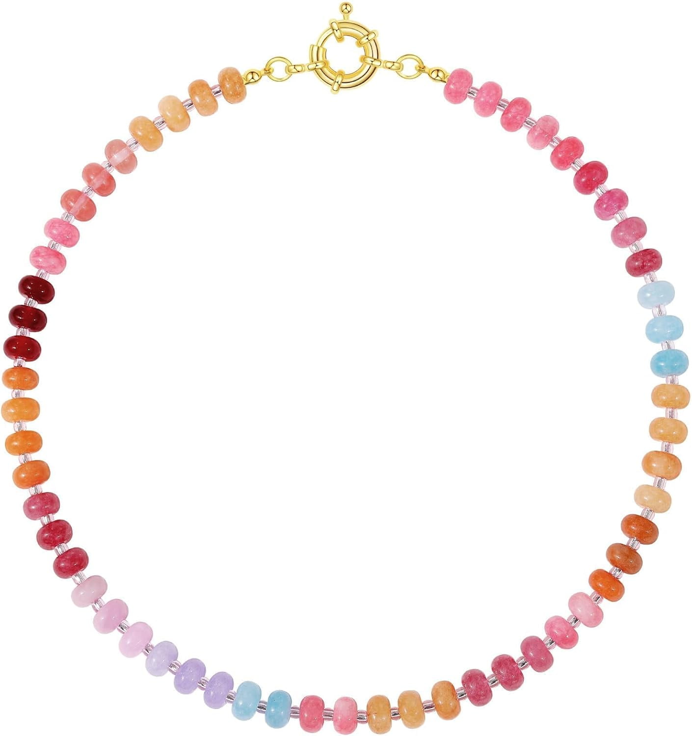 women's jeweled stone necklace, Bohemian colorful beaded necklace ...