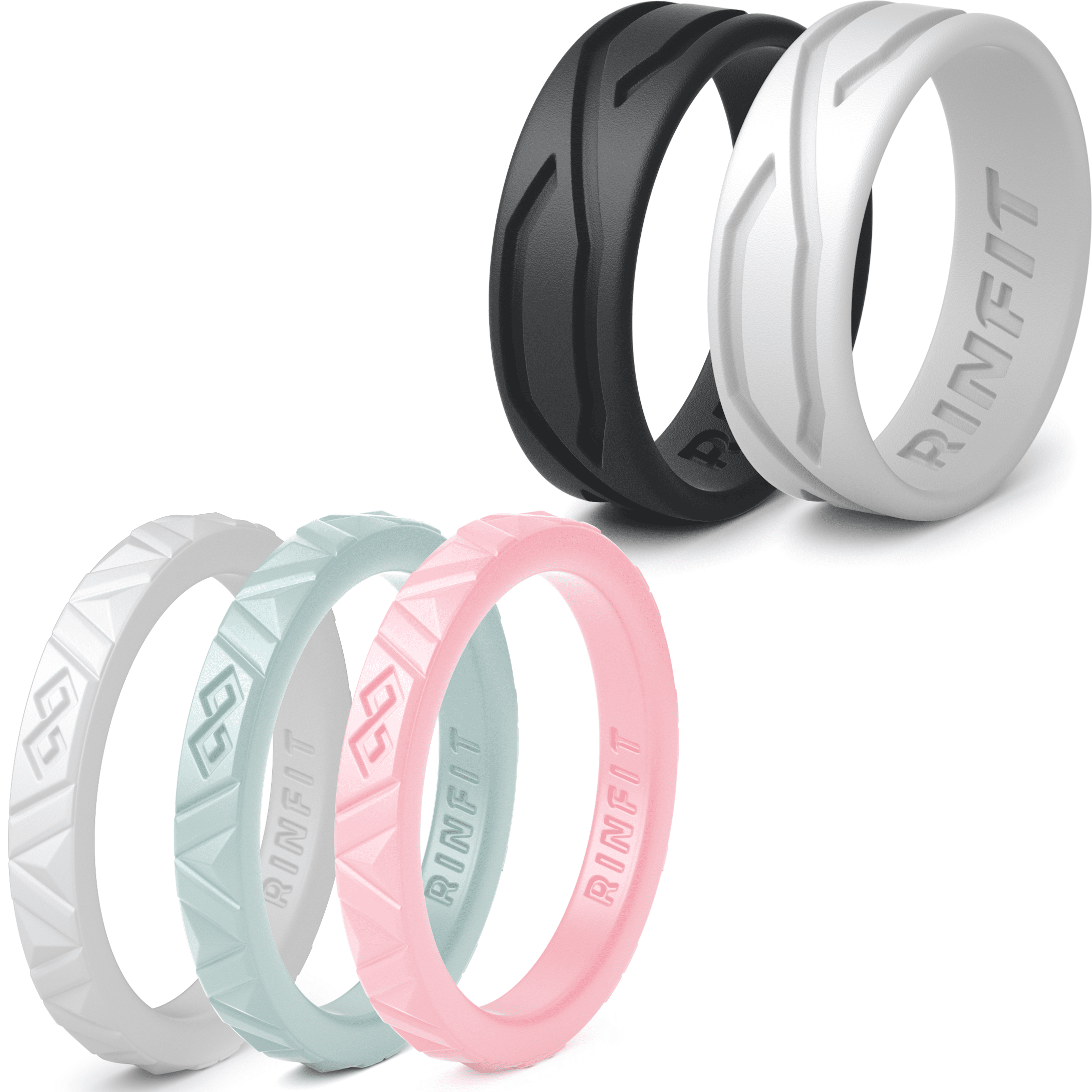women's silicone wedding ring -5 Rings Pack -Mix Collection Rinfit ...