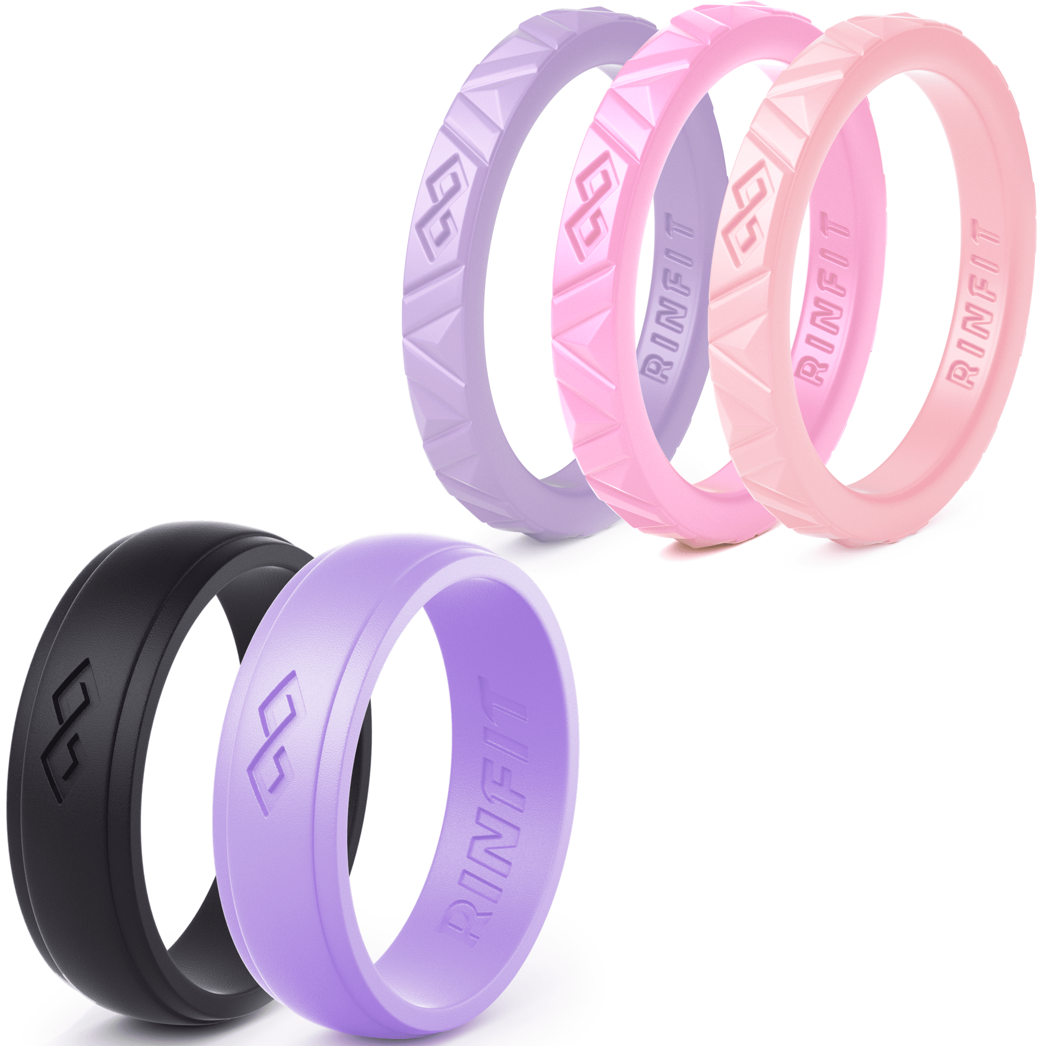 women's silicone wedding ring - 5 Rings Pack -Mix Collection Rinfit ...