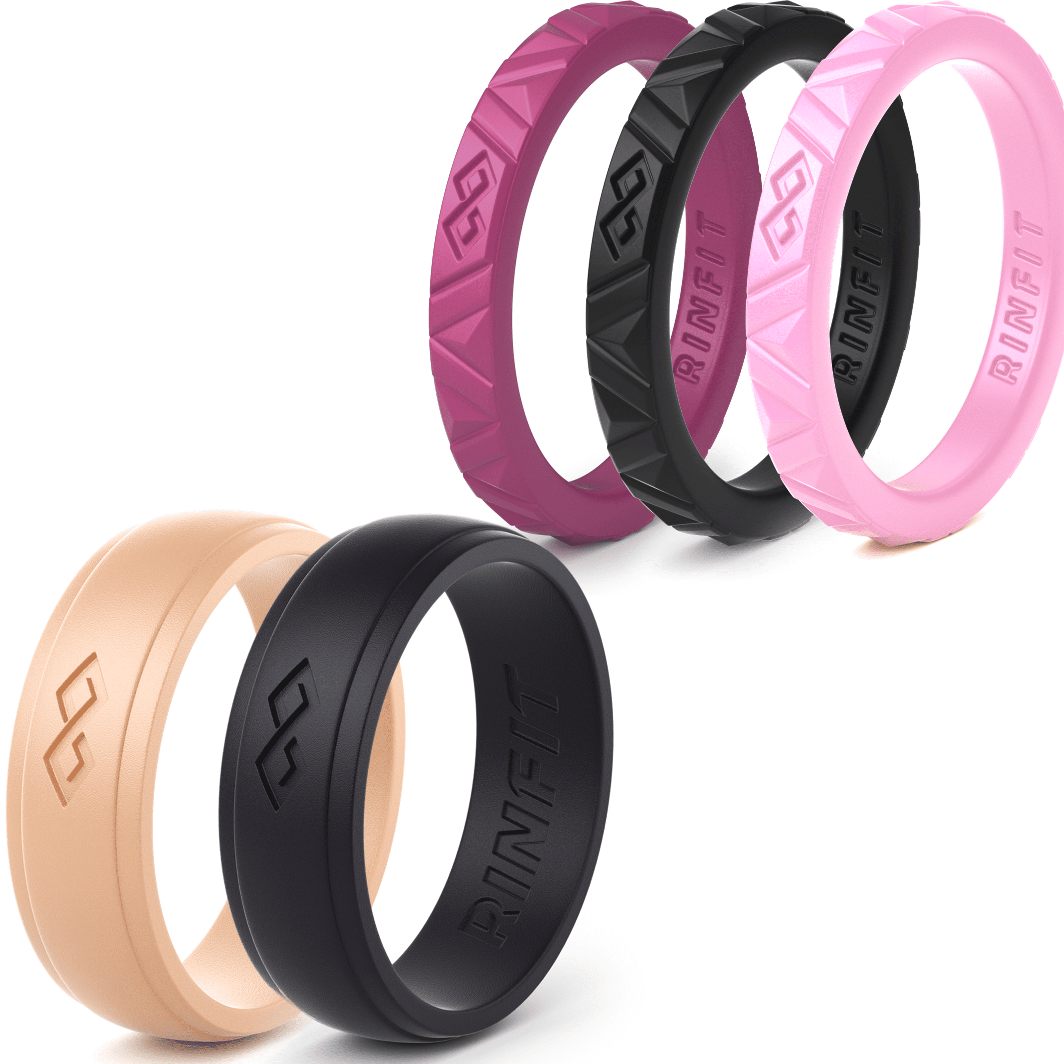 women's silicone wedding ring - 5 Rings Pack -Mix Collection Rinfit ...