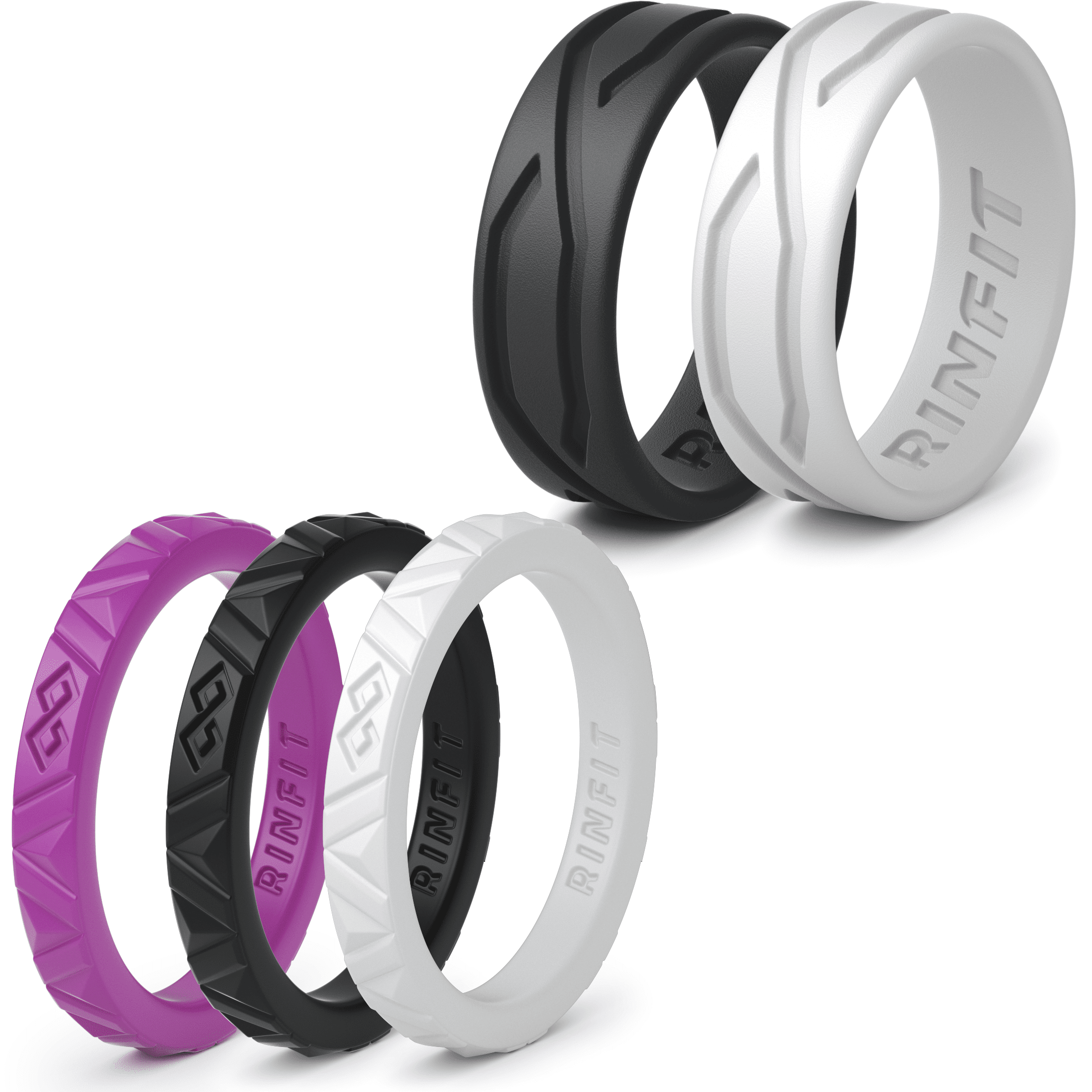 women's silicone wedding ring -5 Rings Pack -Mix Collection Rinfit ...