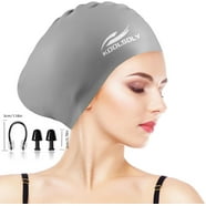 BEEMO Swim Cap Women Chin Strap Bubble Crepe Latex Long Short Hair ...